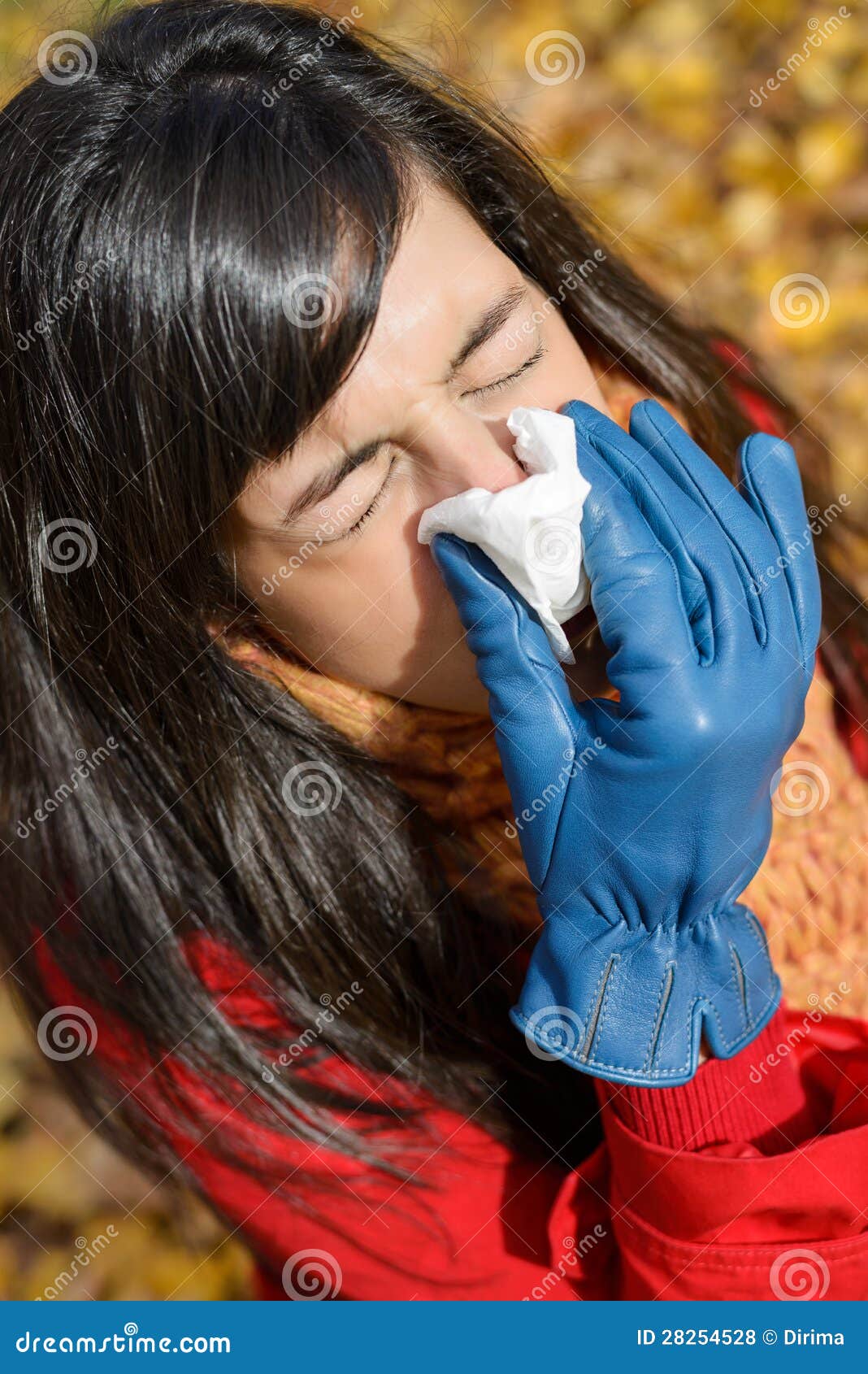Woman with Flu and Cold Sneezing Outdoors Stock Photo - Image of ...