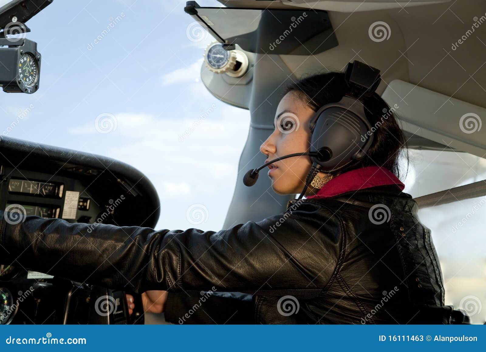 Woman flying airplane stock image. Image of pilot, plane - 16111463