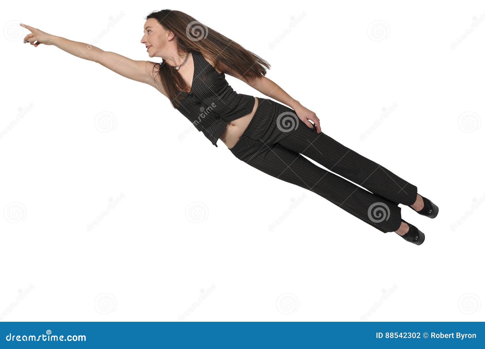 Woman Flying through the Sky Stock Photo - Image of clouds, freedom ...