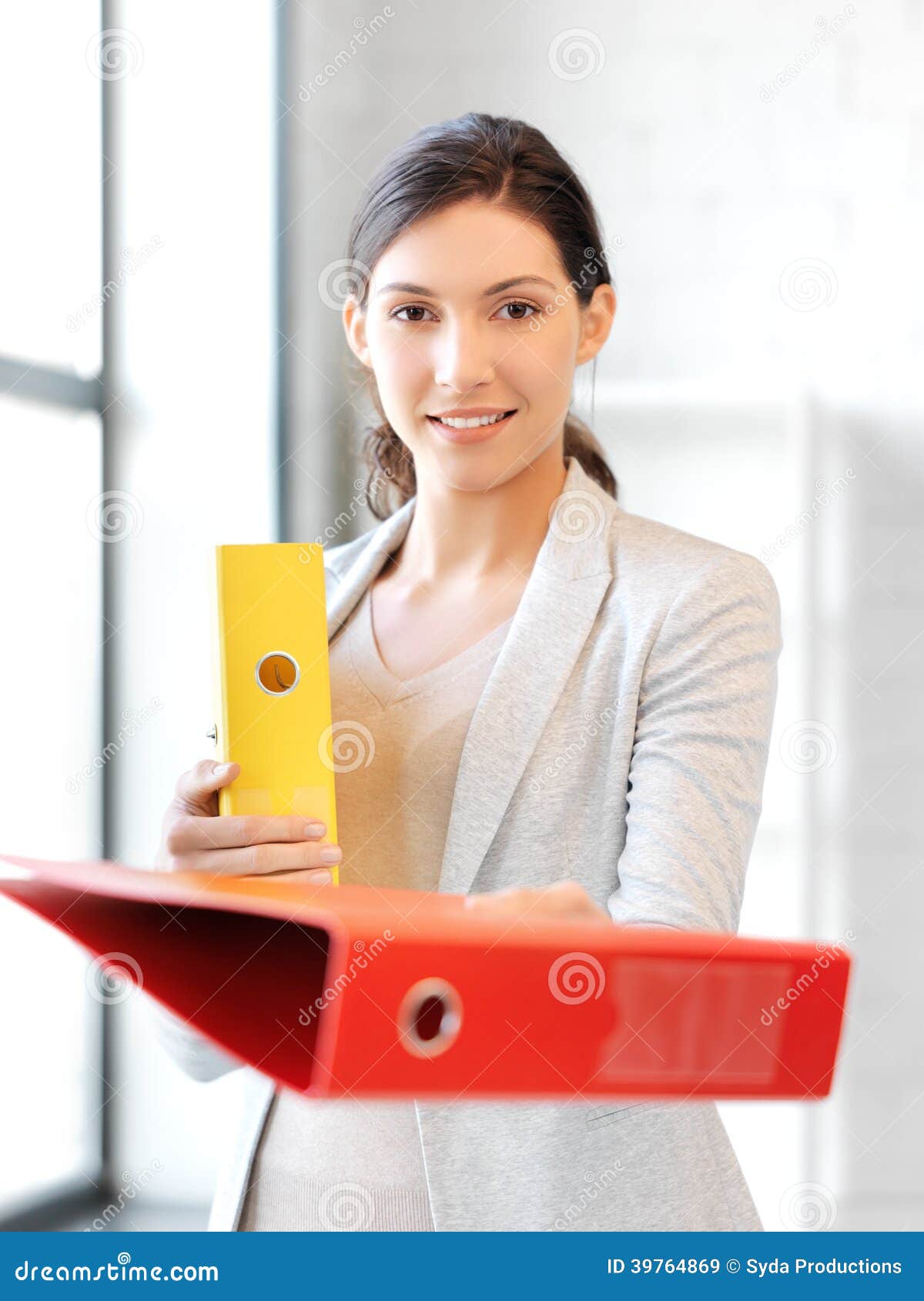Woman with folder stock image. Image of girl, lovely - 39764869