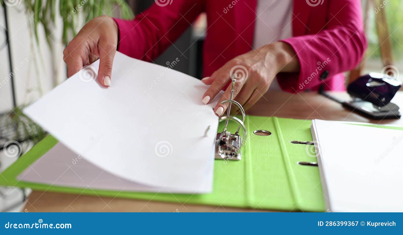 Woman with Folder of Documents at Workplace in Office Stock Video ...