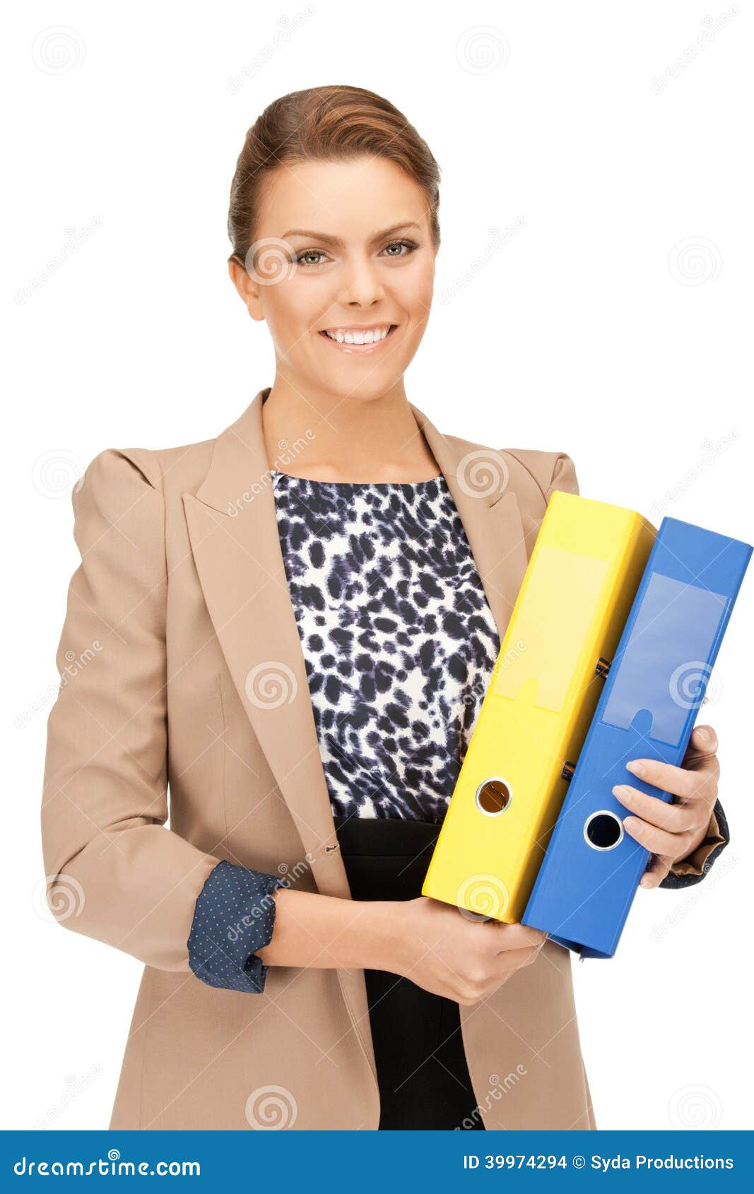 Woman with folders stock photo. Image of kind, bookkeeper - 39974294