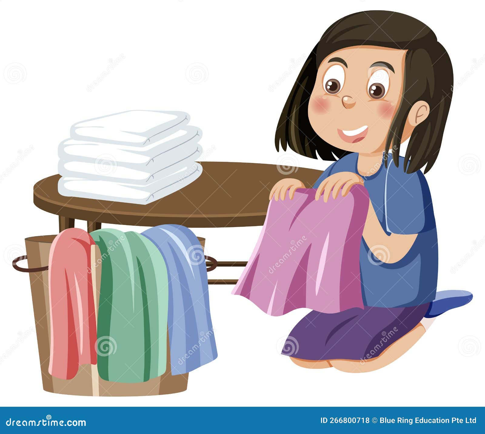 Woman Folding Clothes Fabrics Stock Illustrations – 70 Woman Folding ...
