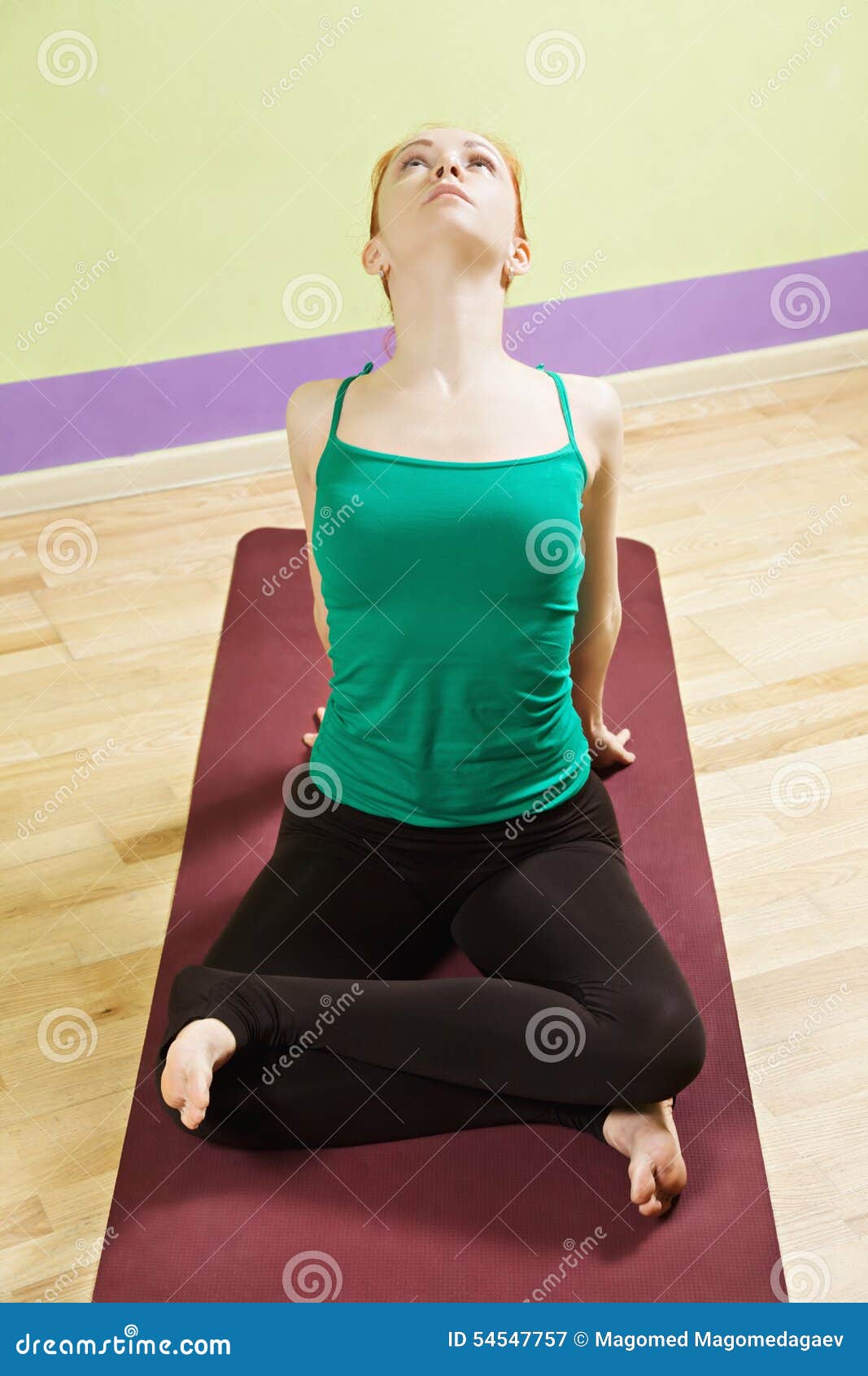 Woman Folding Legs in Triangle Shape Stock Image - Image of posture ...