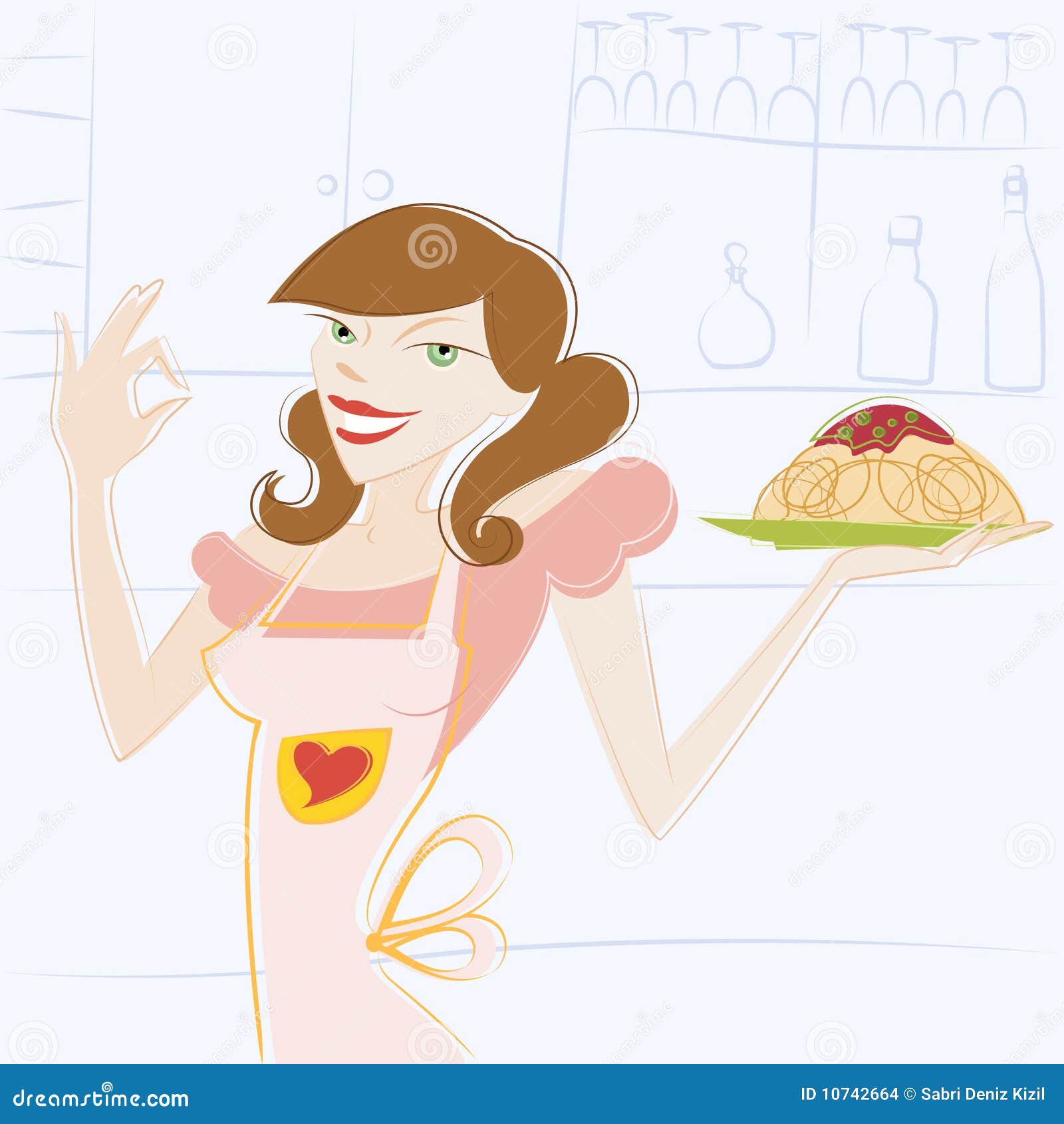 Woman and food vector stock vector. Illustration of love - 10742664