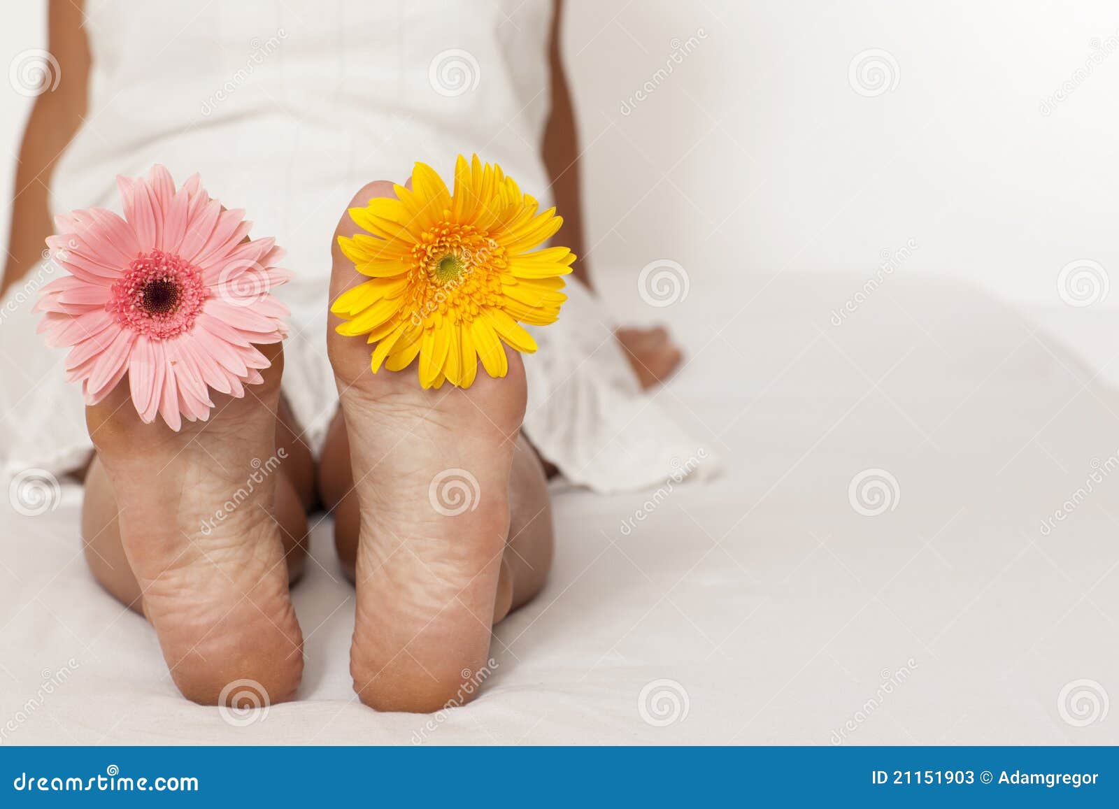 Woman foot with flowers stock image. Image of petals - 21151903