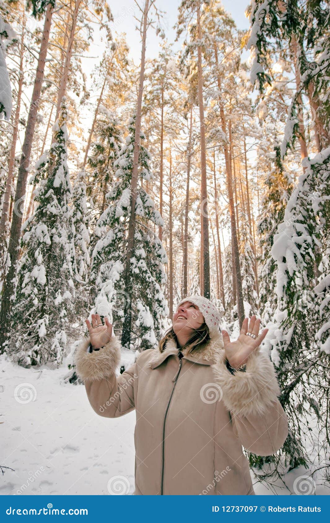 Woman in forest stock image. Image of happy, caucasian - 12737097