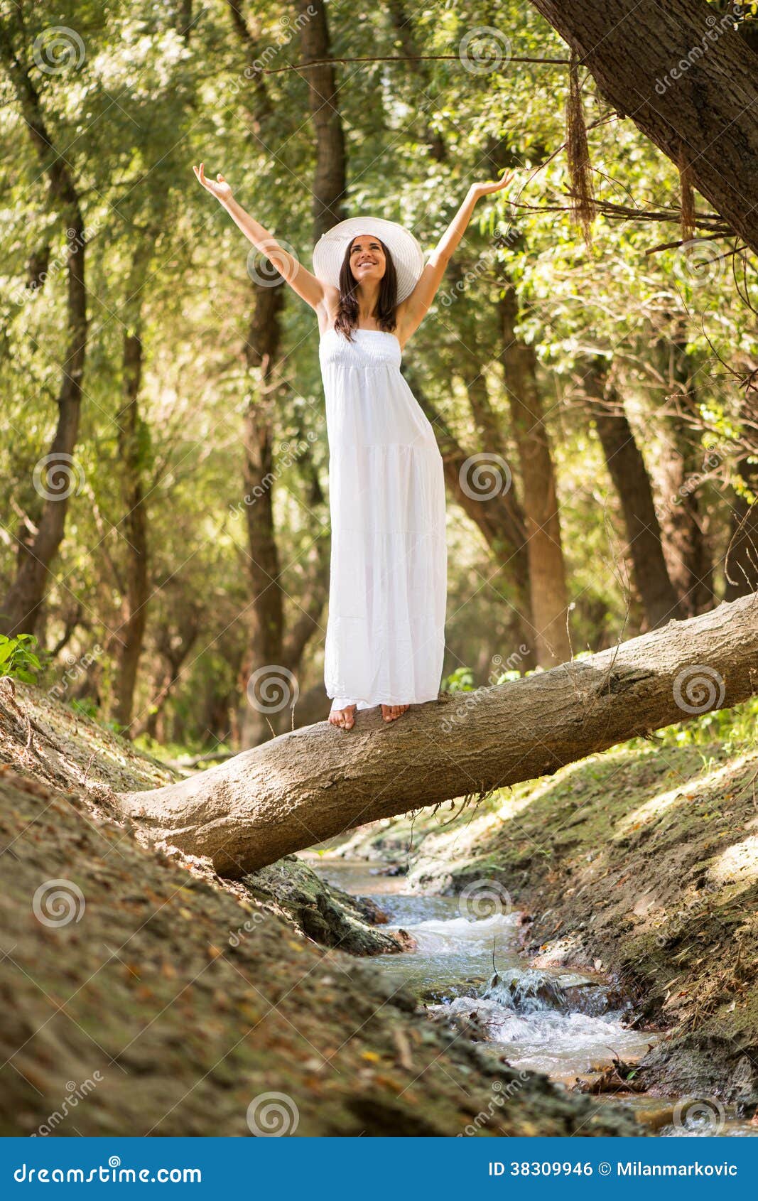 Woman in the forest stock photo. Image of happiness, nature - 38309946