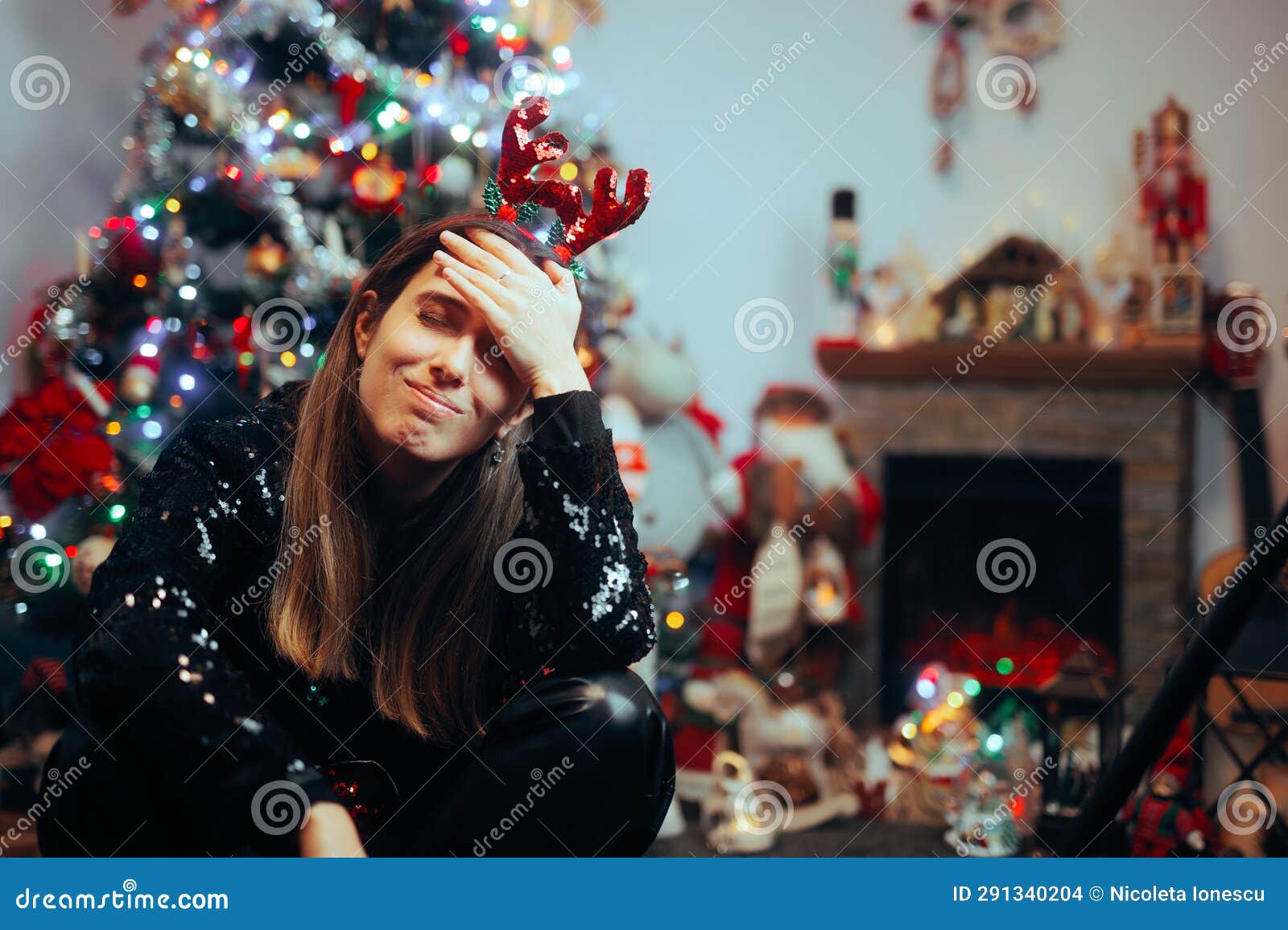 Woman Forgetting Something Important for Christmas Celebration Stock ...