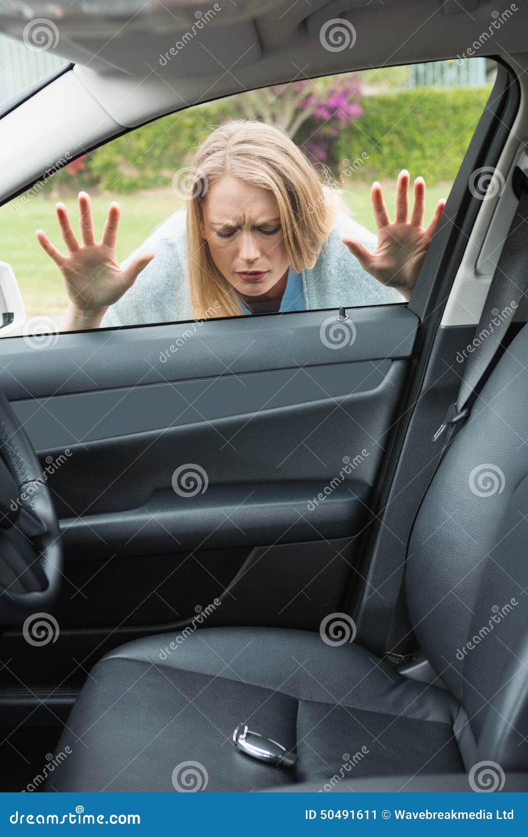 Woman forgot her key stock image. Image of driver, transport - 50491611