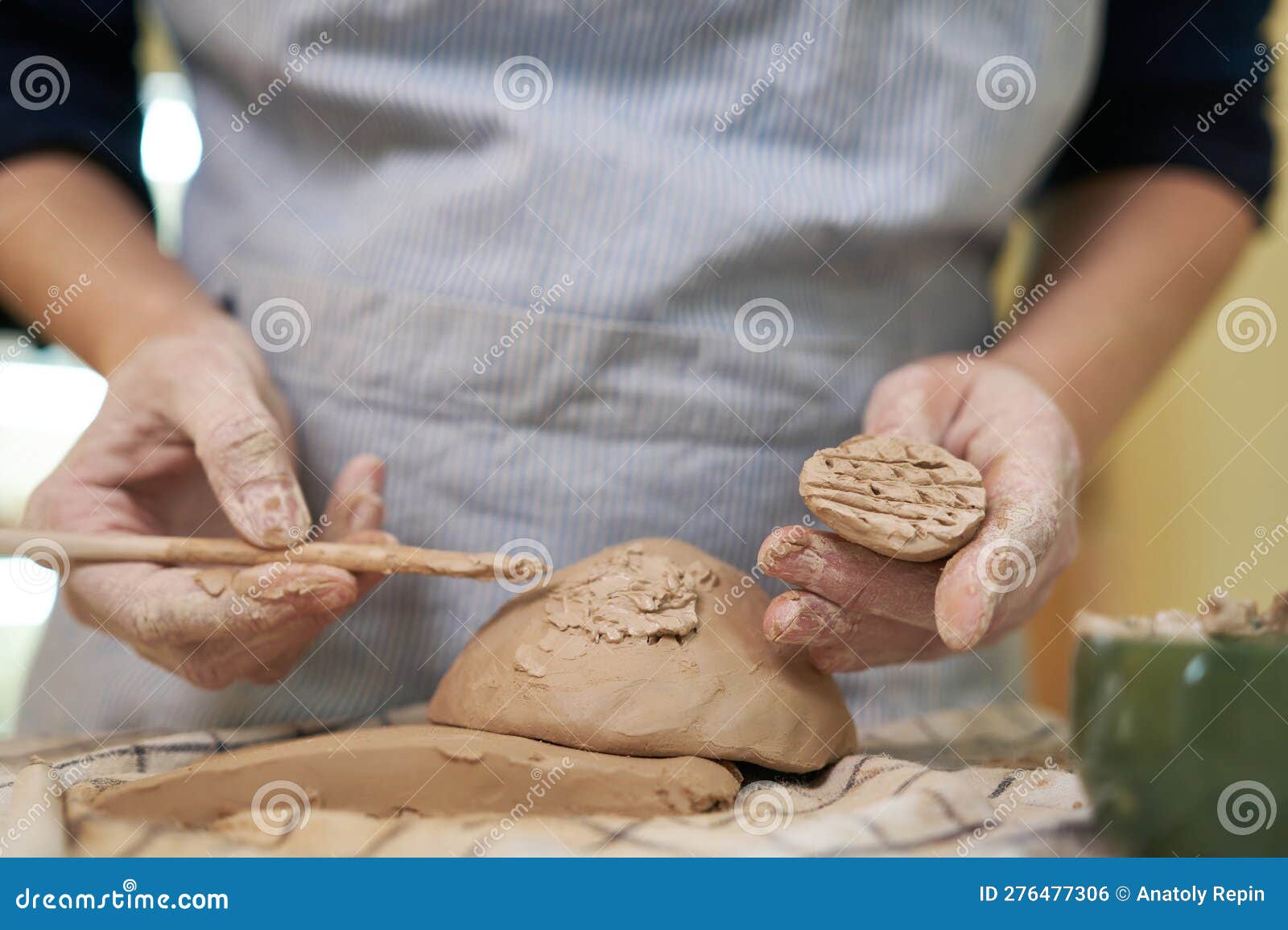 Woman Forming Clay Pot Shape by Hands, Closeup in Artistic Studio Stock ...