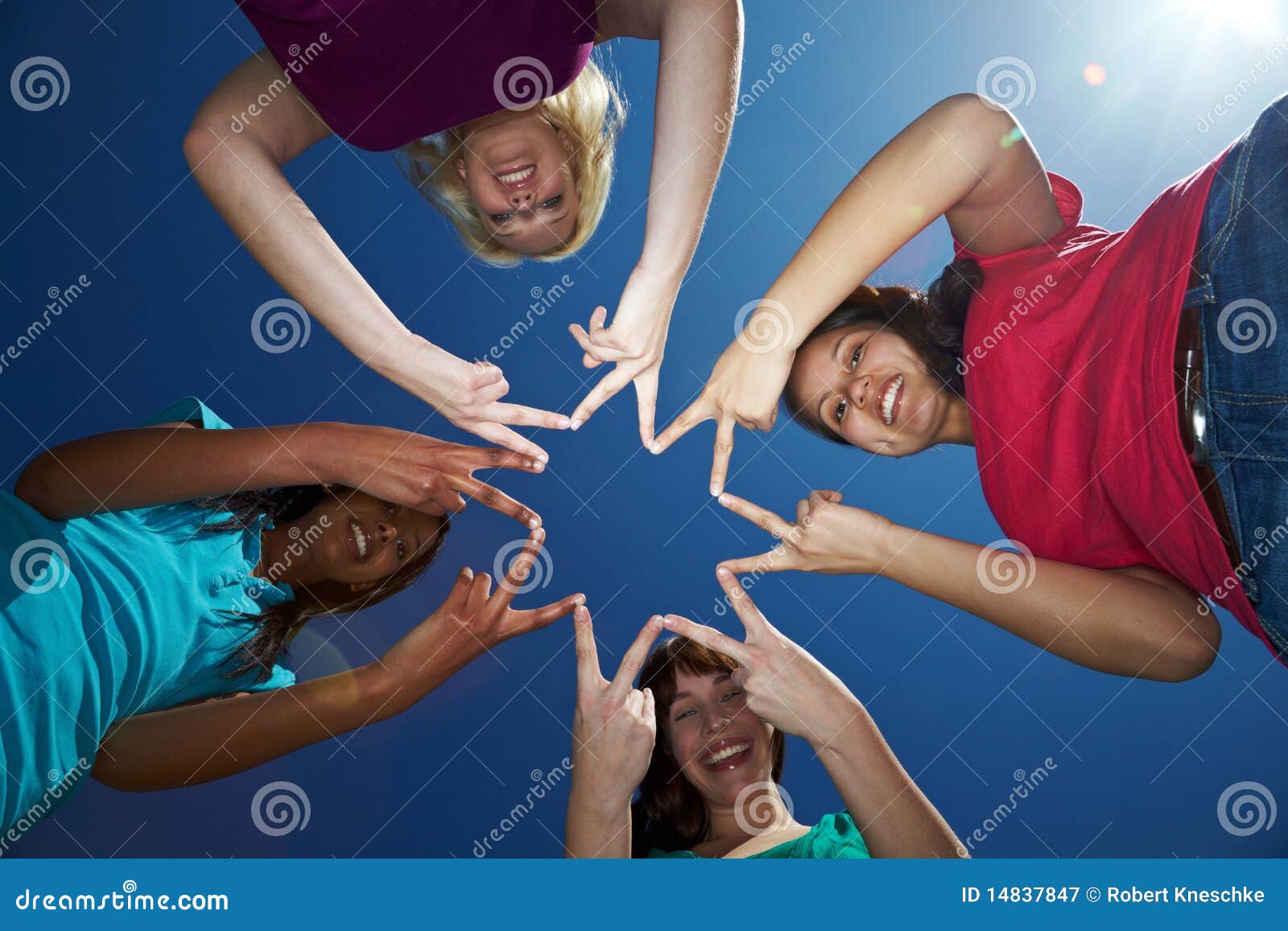 Woman forming a star shape stock image. Image of outside - 14837847