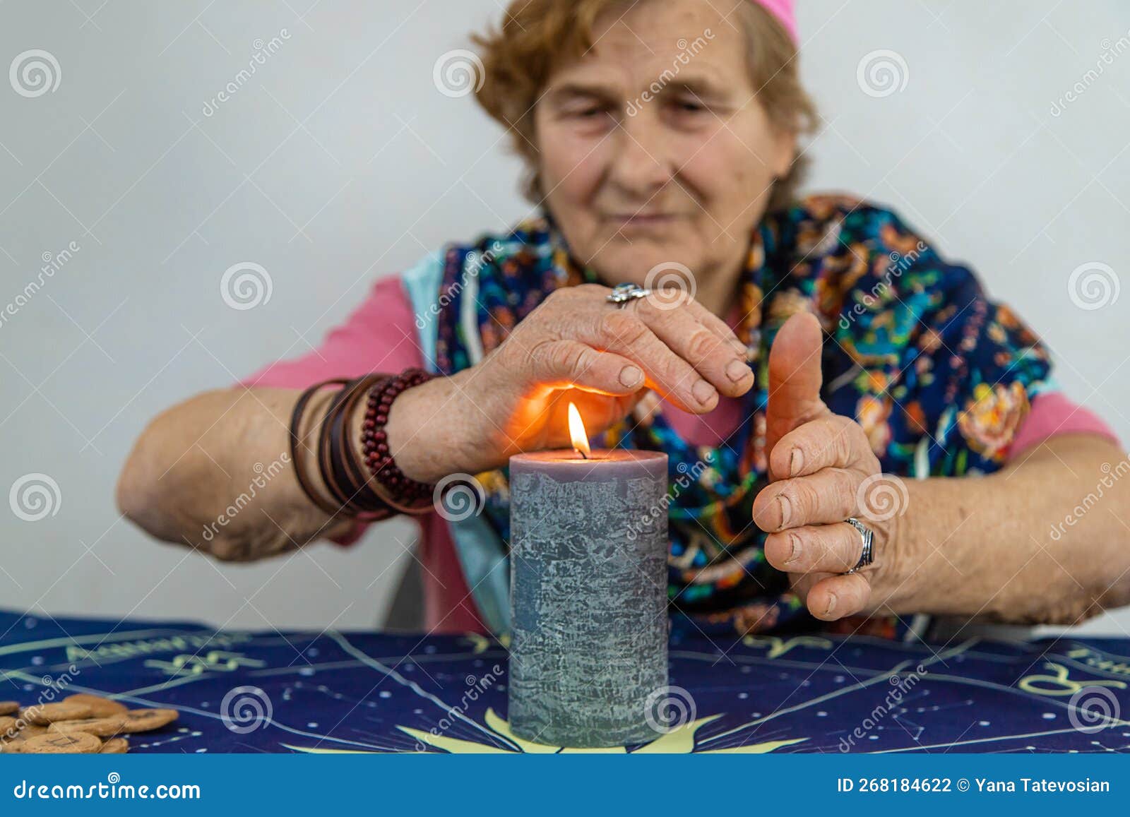 Woman Fortune Teller Fortune Telling on a Candle. Selective Focus Stock ...