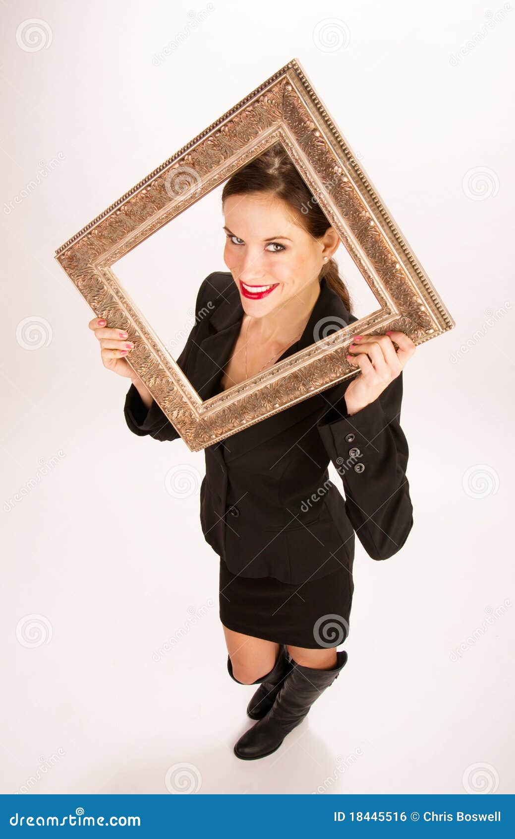 Woman Framed Ornate Frame Over Face Stock Photo - Image of cute ...