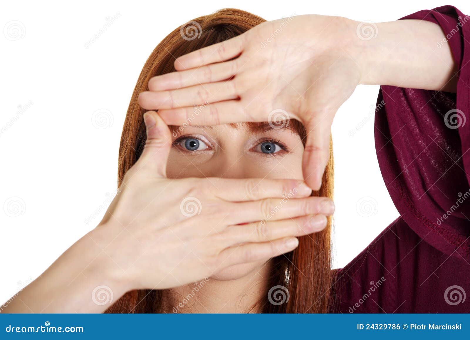 Woman Framing Her Face with Hands Stock Photo - Image of lady, head ...
