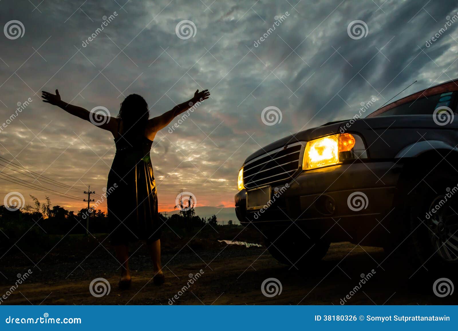 Woman freedom sunset stock photo. Image of looking, female - 38180326