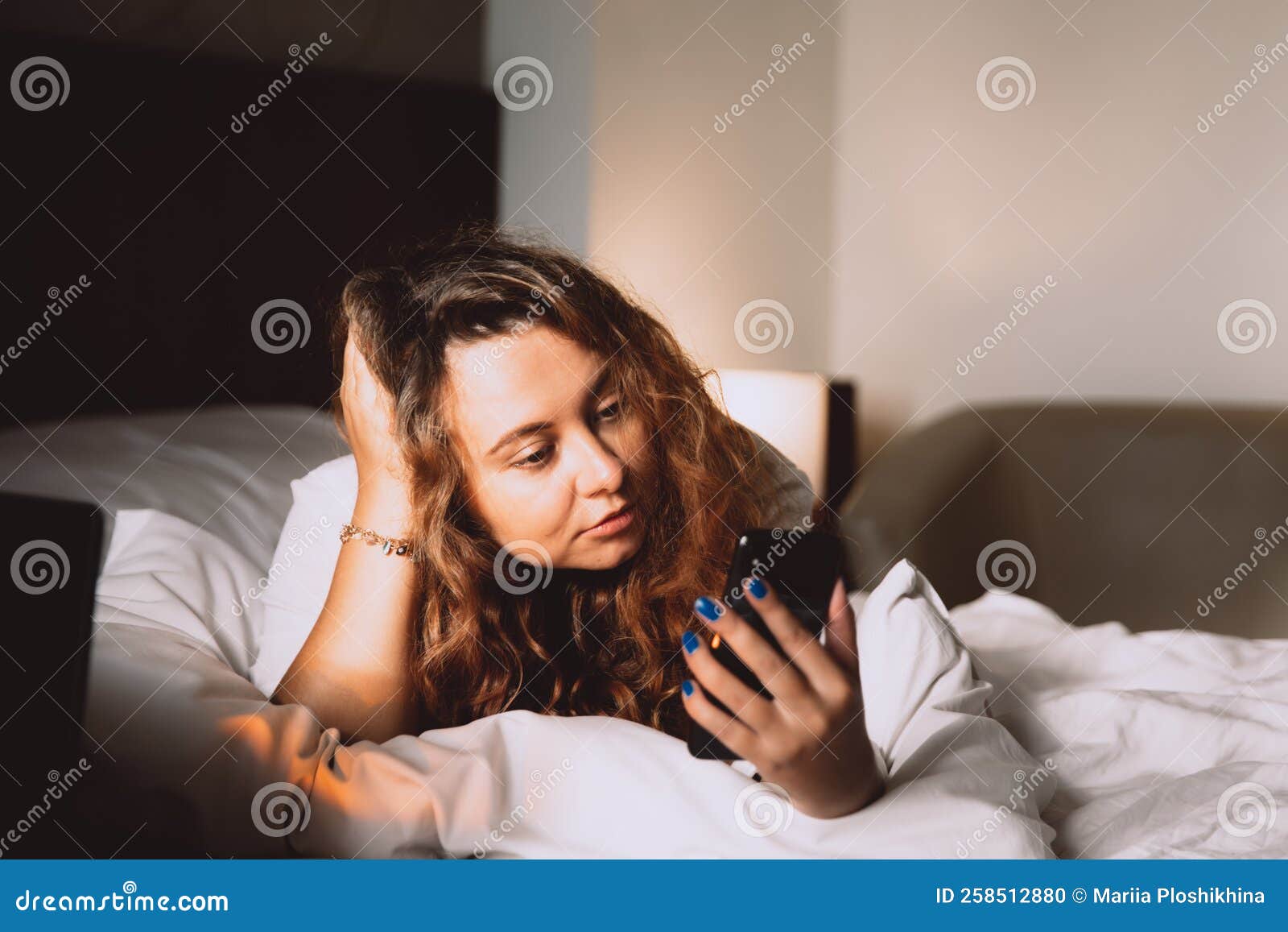 Woman Freelancer Having Video Call. Communicating Using Cell Phone at ...