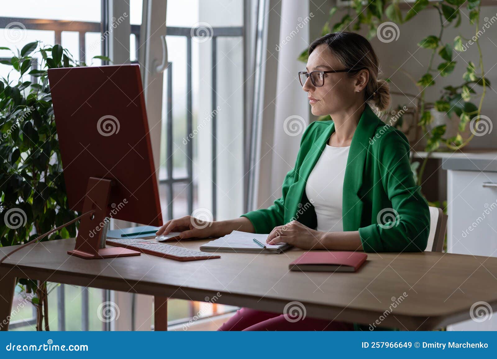 Woman Freelancer Work on Important Project and Learn Necessary Details ...