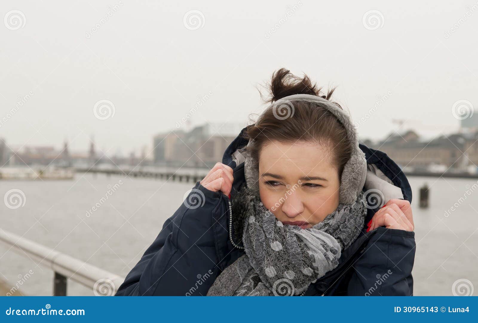 Woman freezing stock image. Image of earmuffs, cuddle - 30965143
