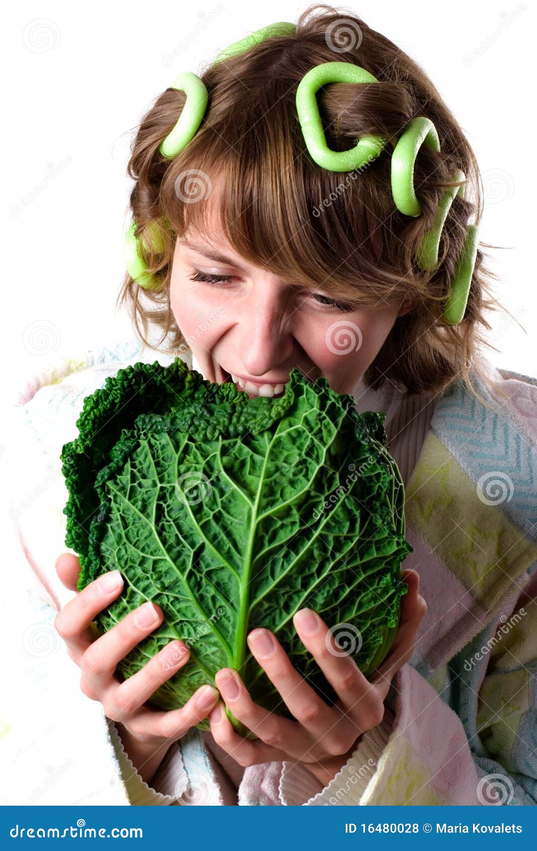 Woman with Fresh Savoy Cabbage Stock Photo - Image of food, dinner ...