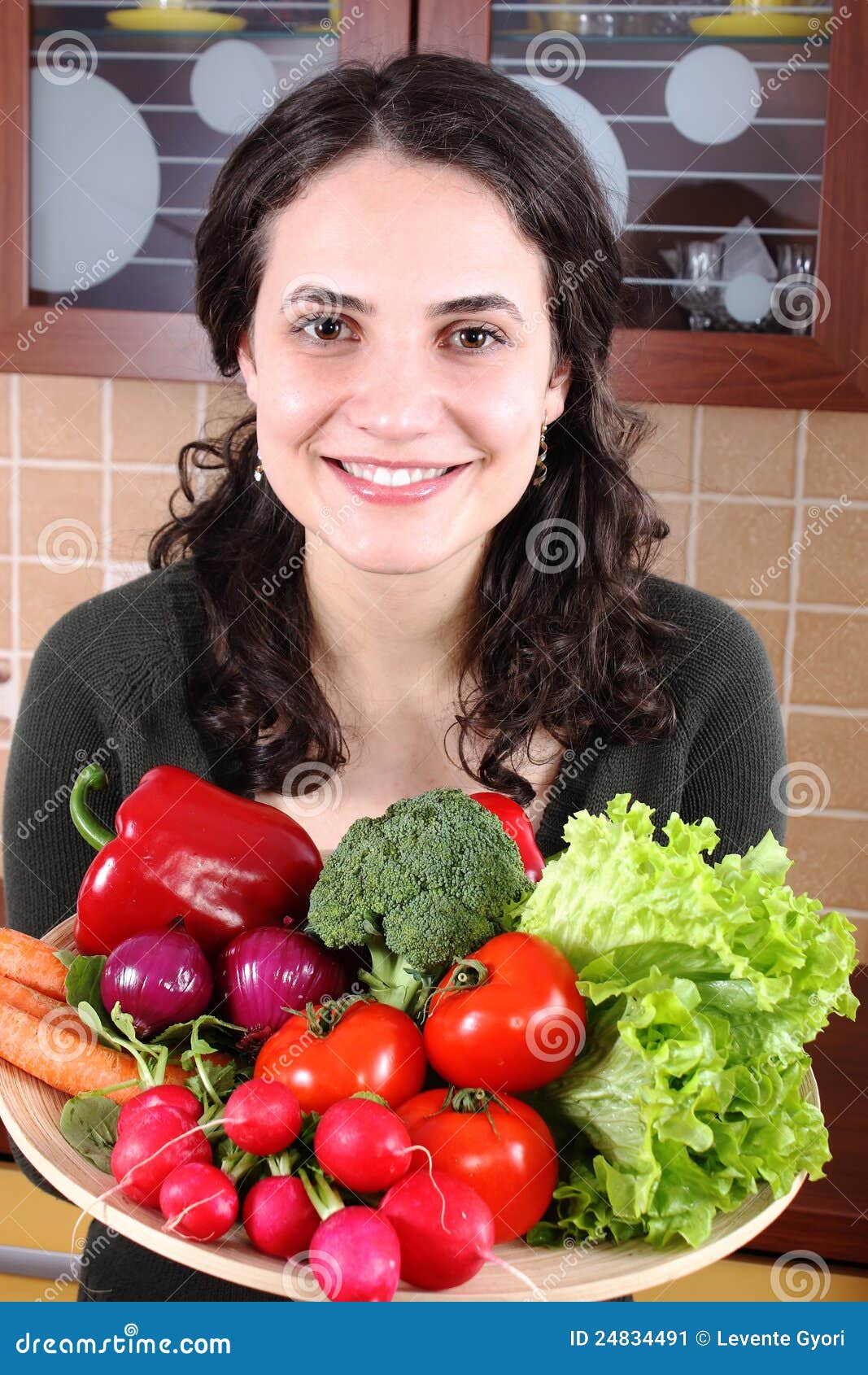 Woman with Fresh Vegetables Stock Image - Image of green, beautiful ...