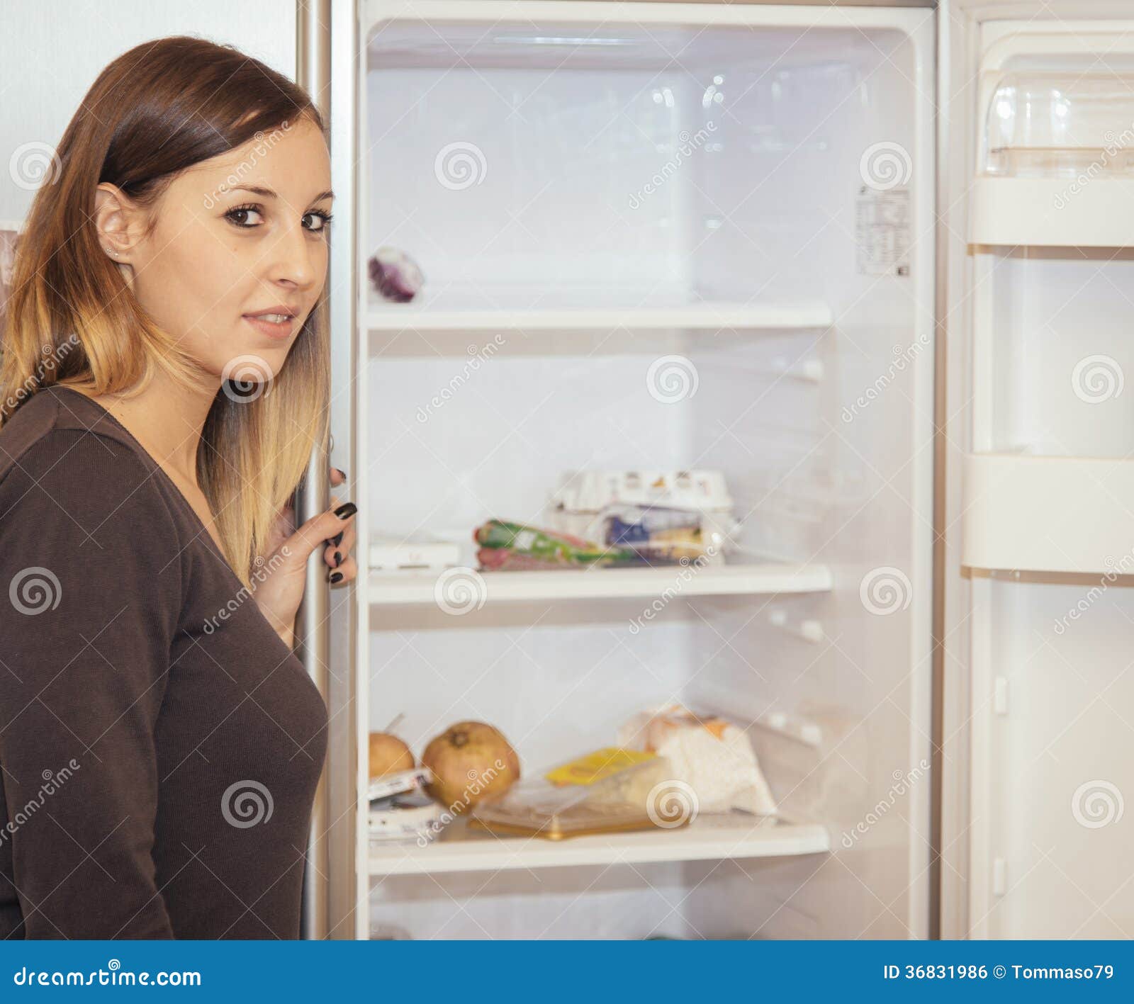 Woman fridge stock photo. Image of beauty, drink, blue - 36831986