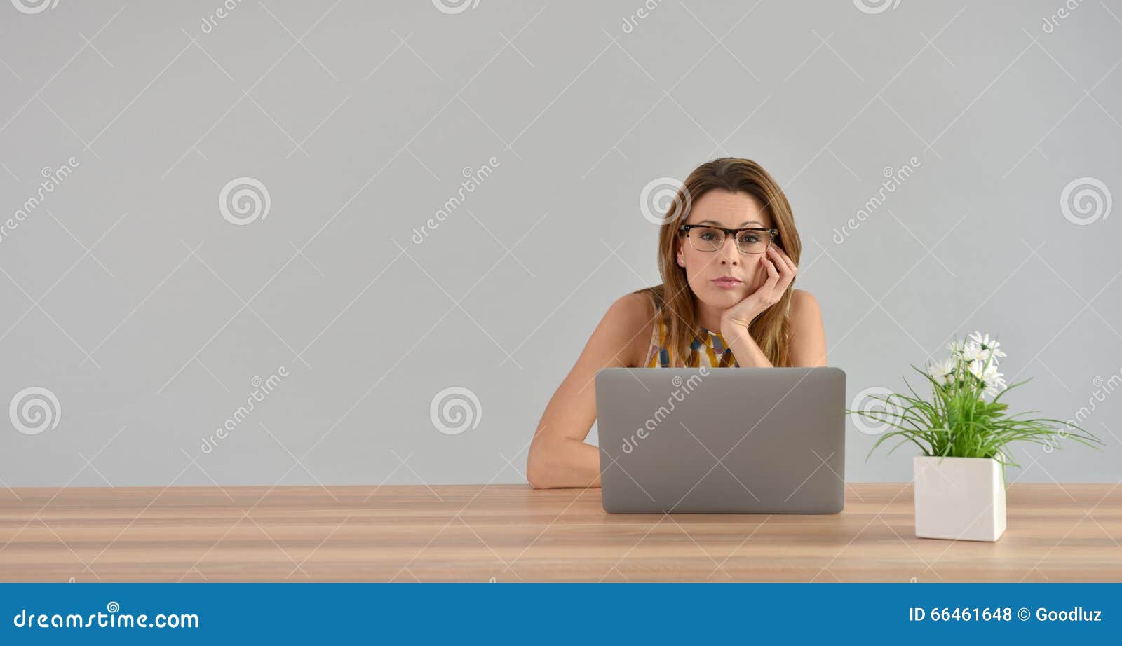 Woman in Front of Laptop Getting Bored Stock Photo - Image of business ...