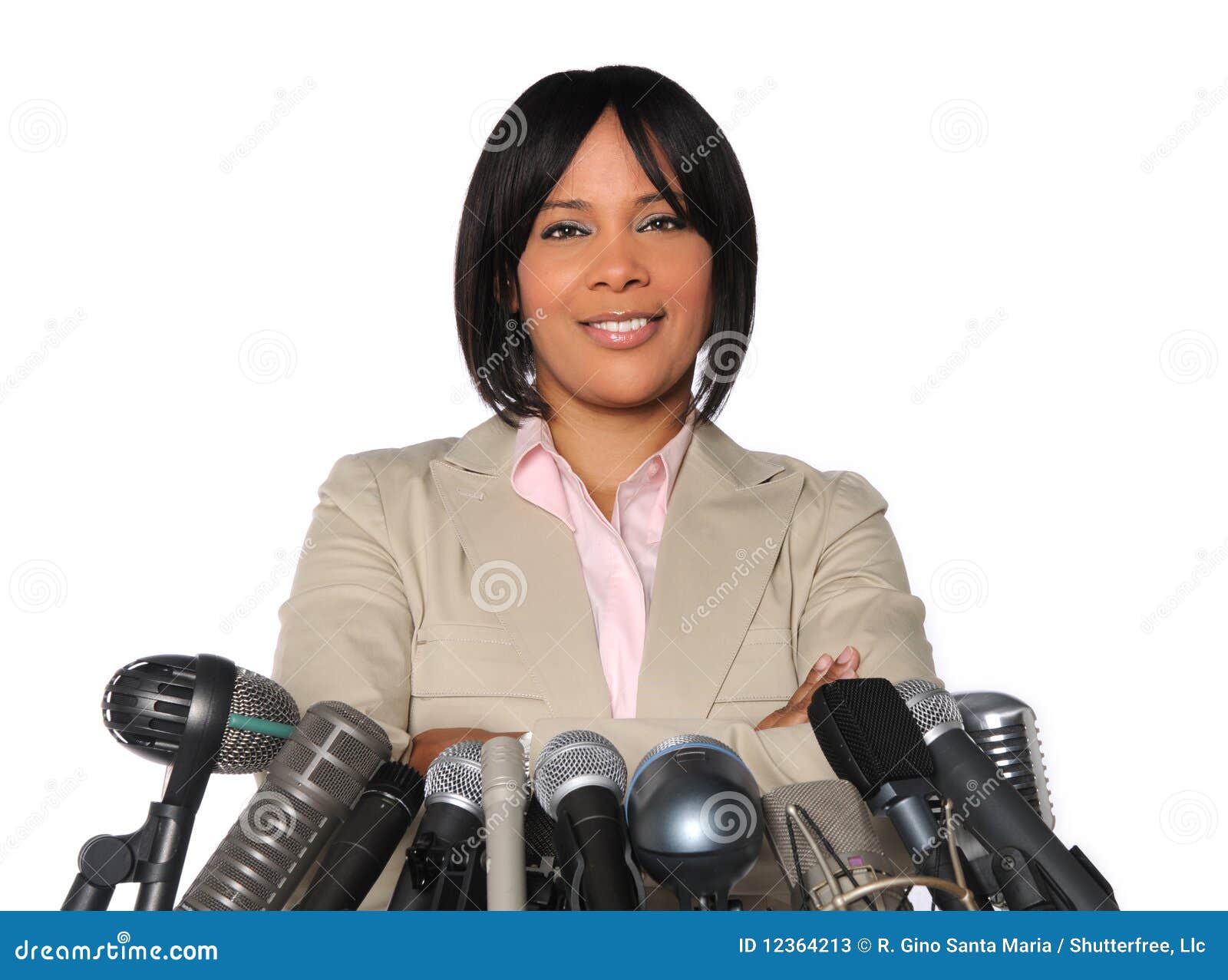 Woman in Front of Microphones Stock Image - Image of microphones ...