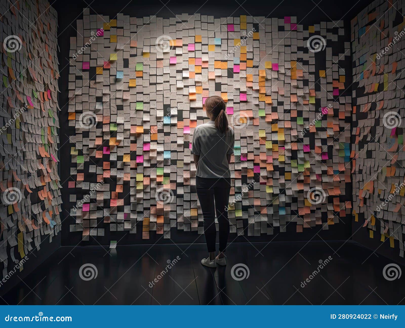 Woman in Front of the Wall with Stocky Notes with To Do Tasks Stock ...