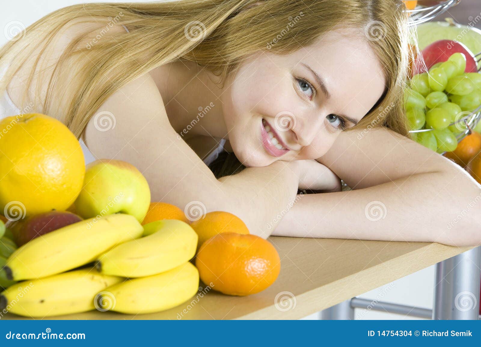 Woman with fruit stock photo. Image of blonds, fruits - 14754304