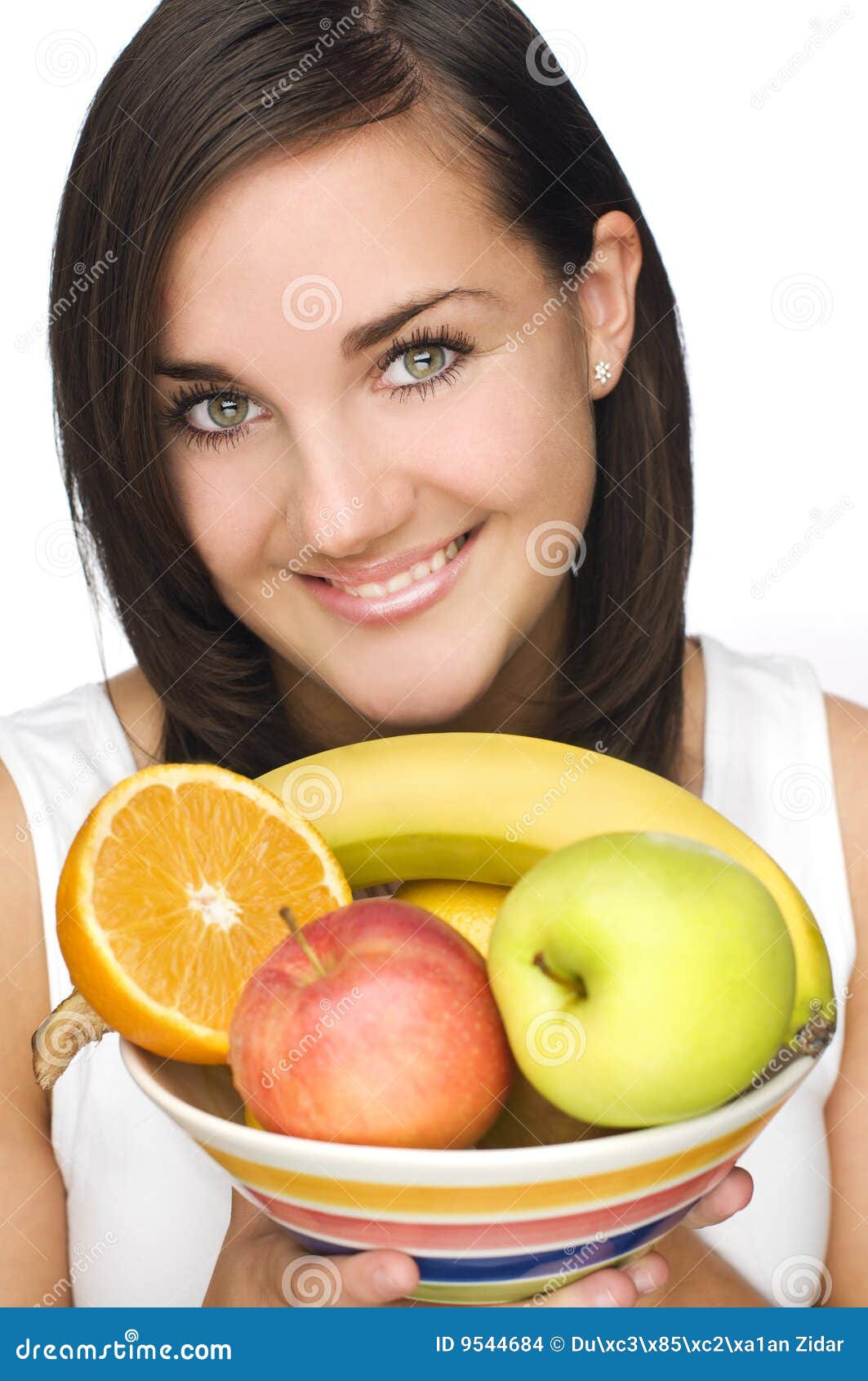 Woman with fruit stock photo. Image of white, happiness - 9544684