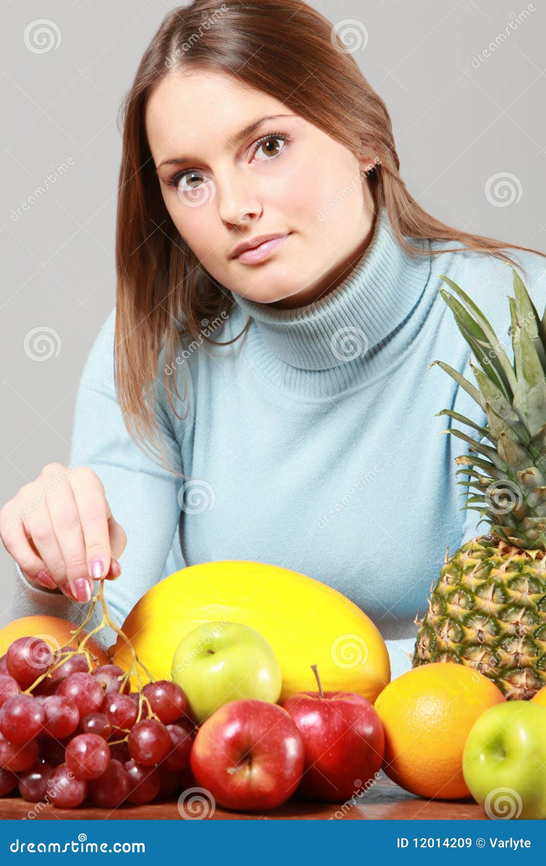 Woman with fruits stock image. Image of face, diet, smile - 12014209