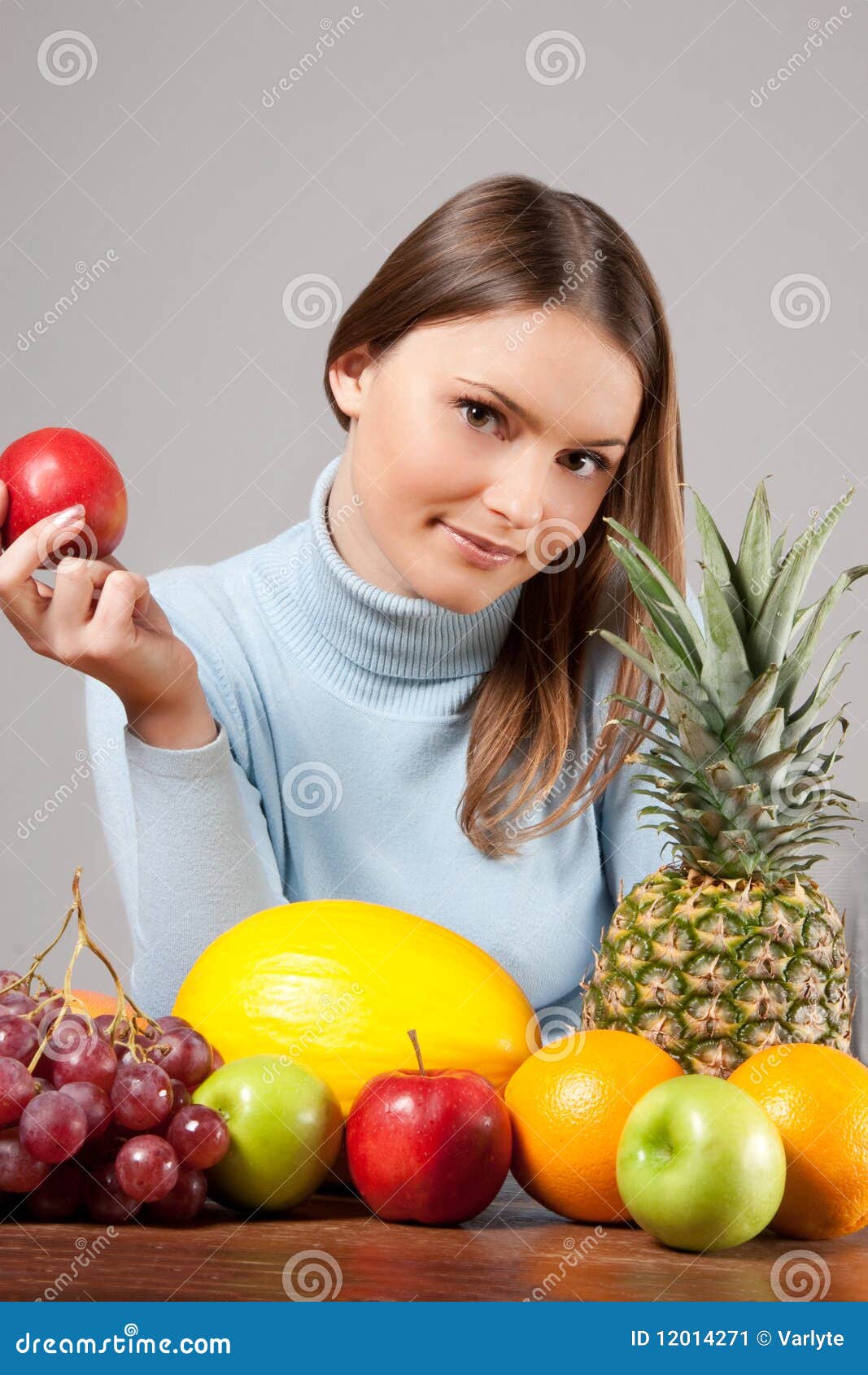 Woman with fruits stock image. Image of fresh, lady, smile - 12014271