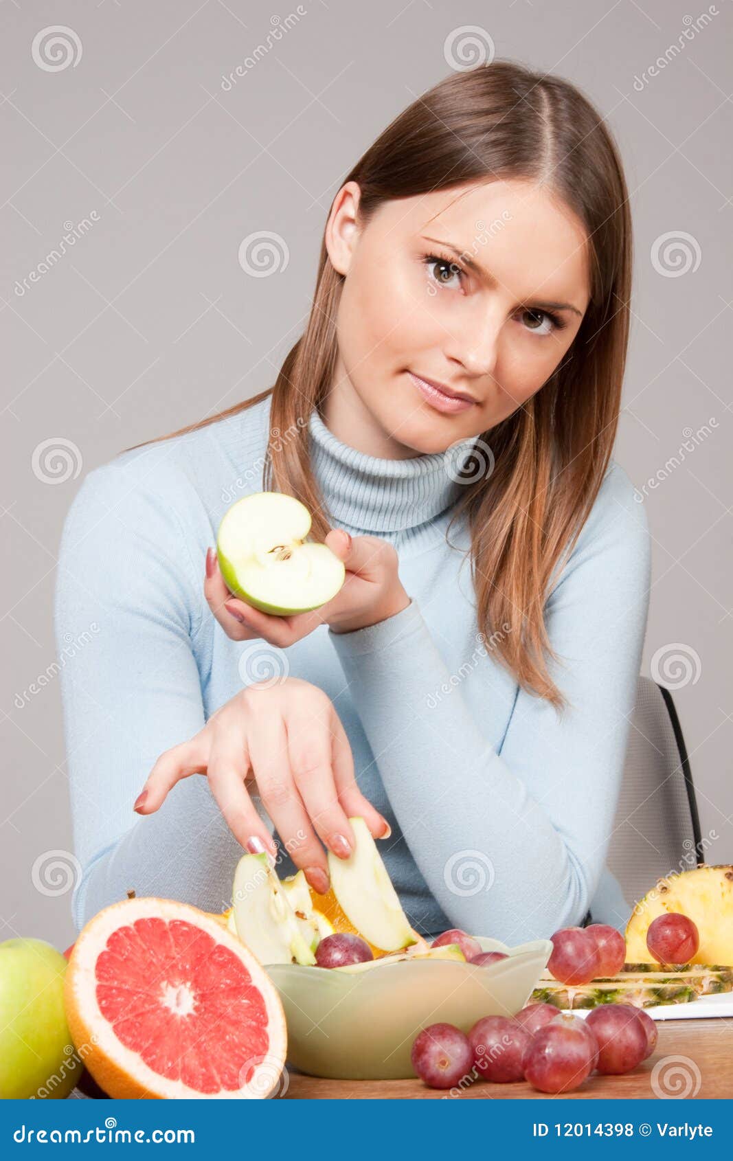 Woman with fruits stock photo. Image of green, pineapple - 12014398