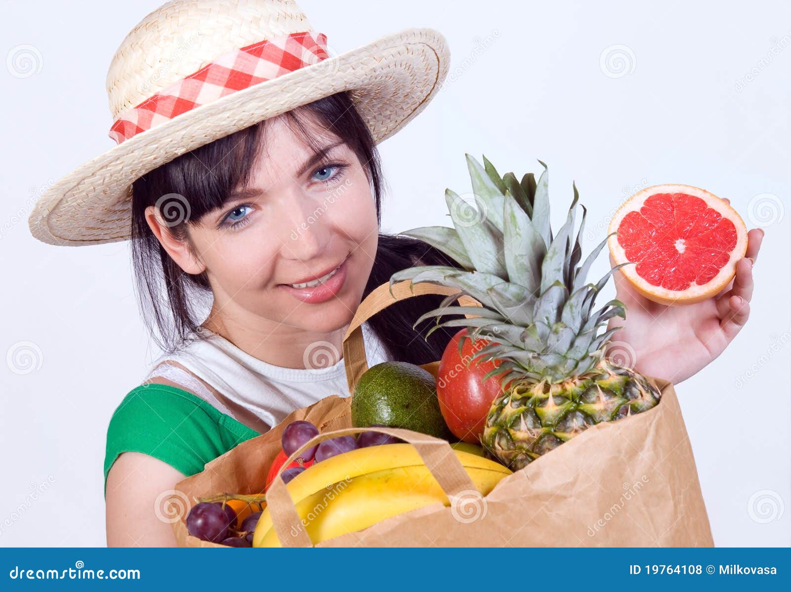 Woman with fruits stock photo. Image of buyer, life, girl - 19764108
