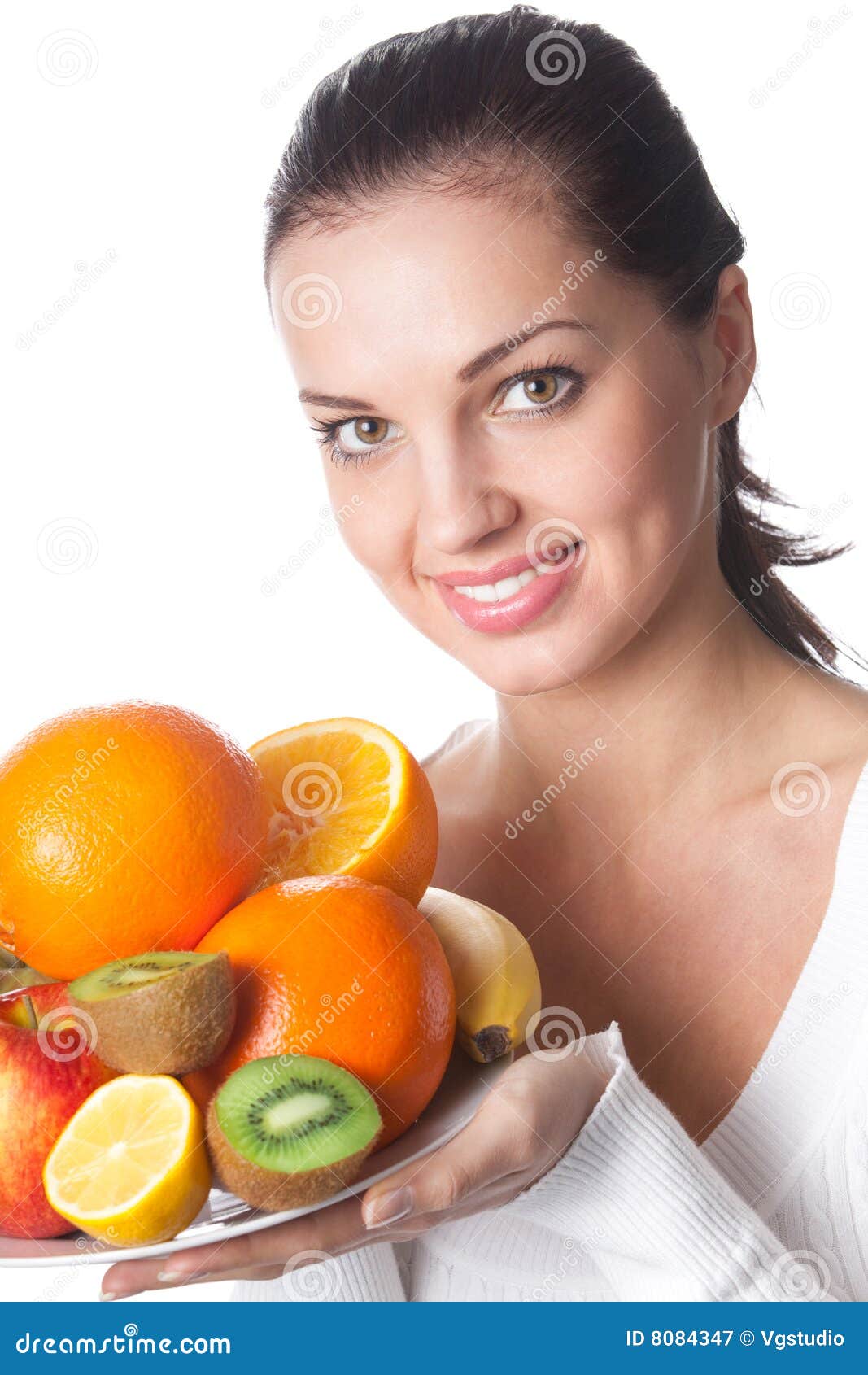 Woman with Fruits, Isolated Stock Image - Image of nutrition, fruit ...