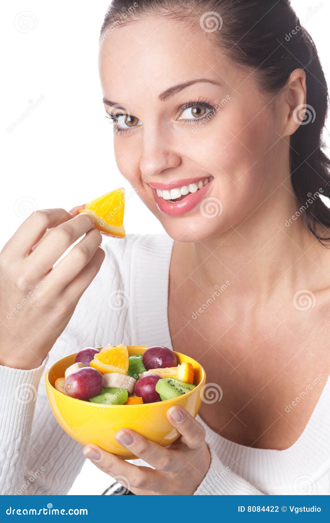 Woman with Fruits, Isolated Stock Photo - Image of kiwi, smile: 8084422