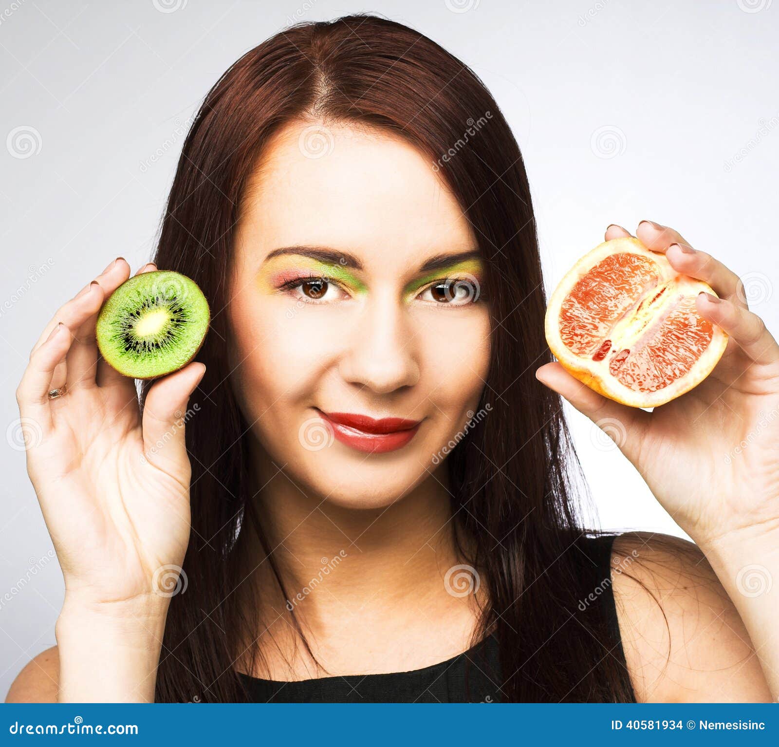 Woman with fruits stock photo. Image of beauty, freshness - 40581934