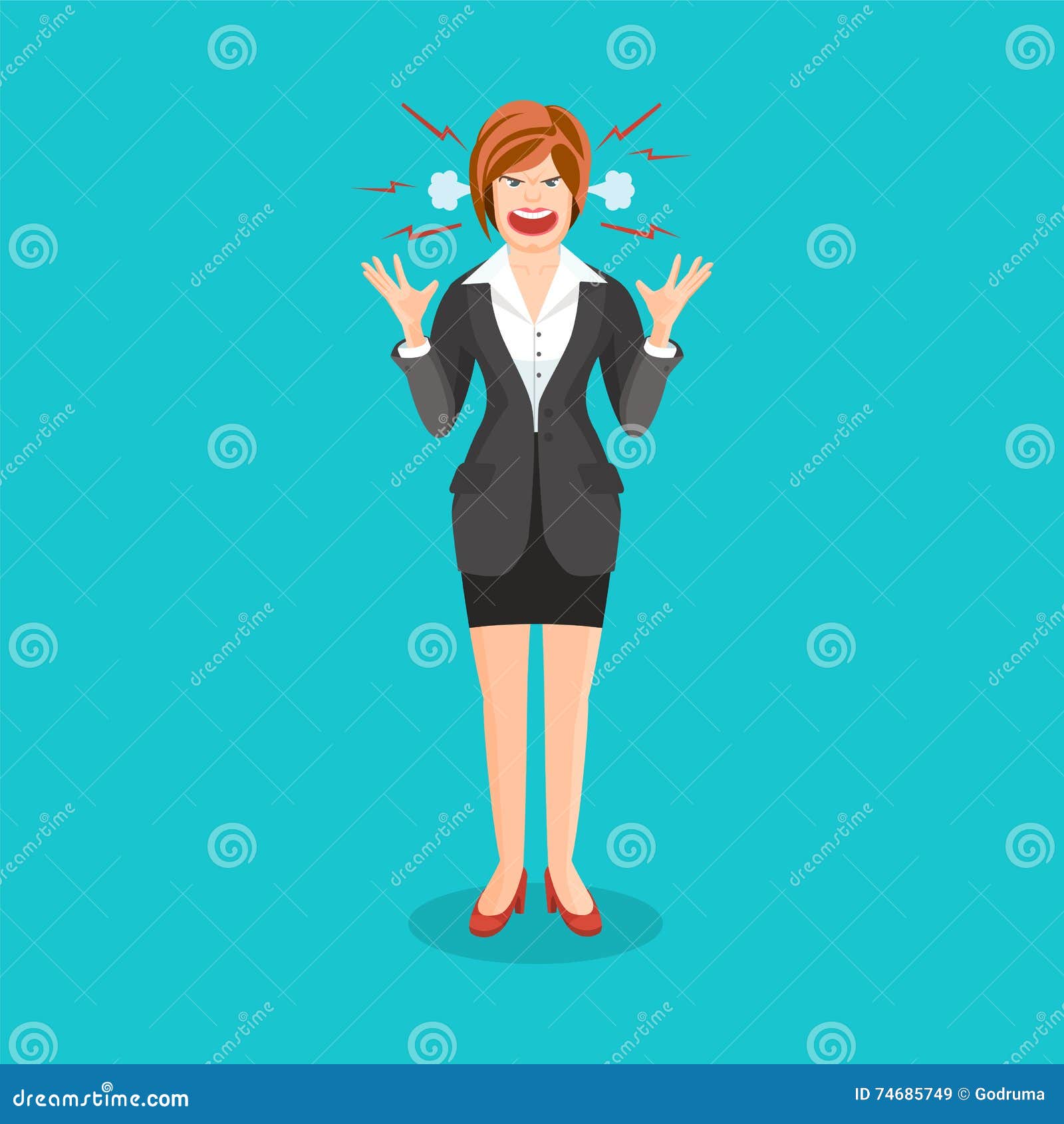 Woman Full of Anger is Shouting Something with Aggression Stock Vector ...