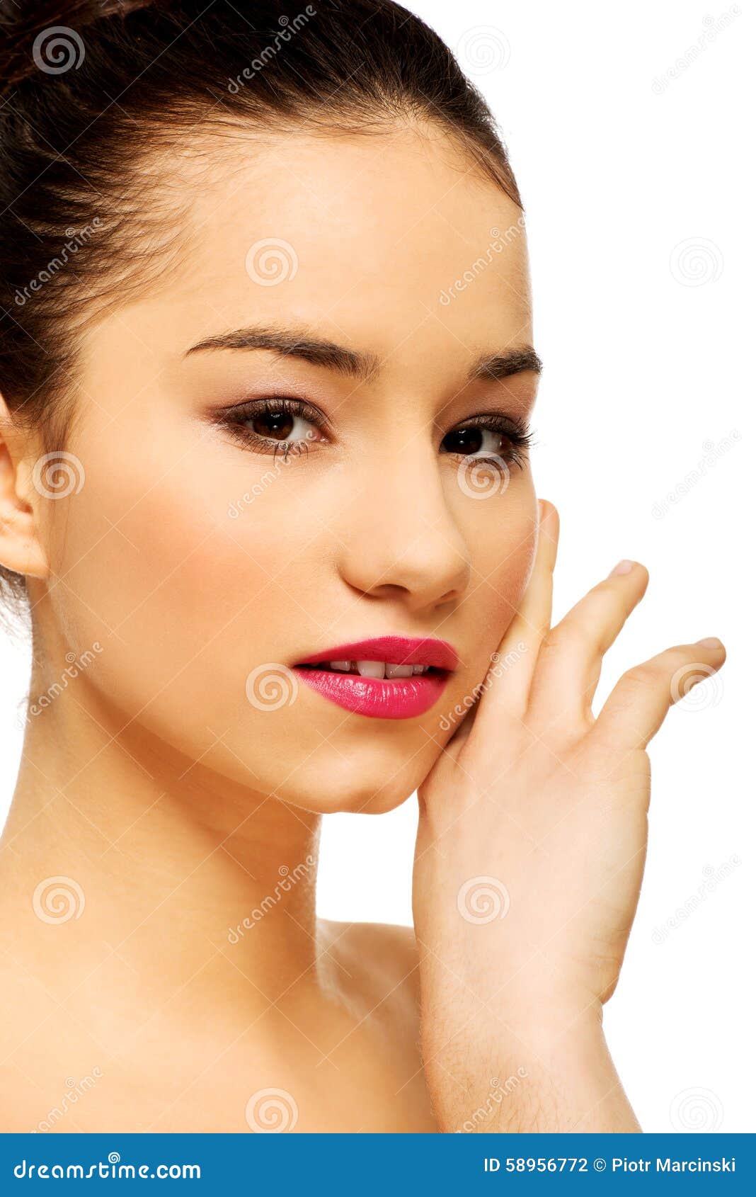 Woman with Full Make Up Touching Face. Stock Photo - Image of lady ...
