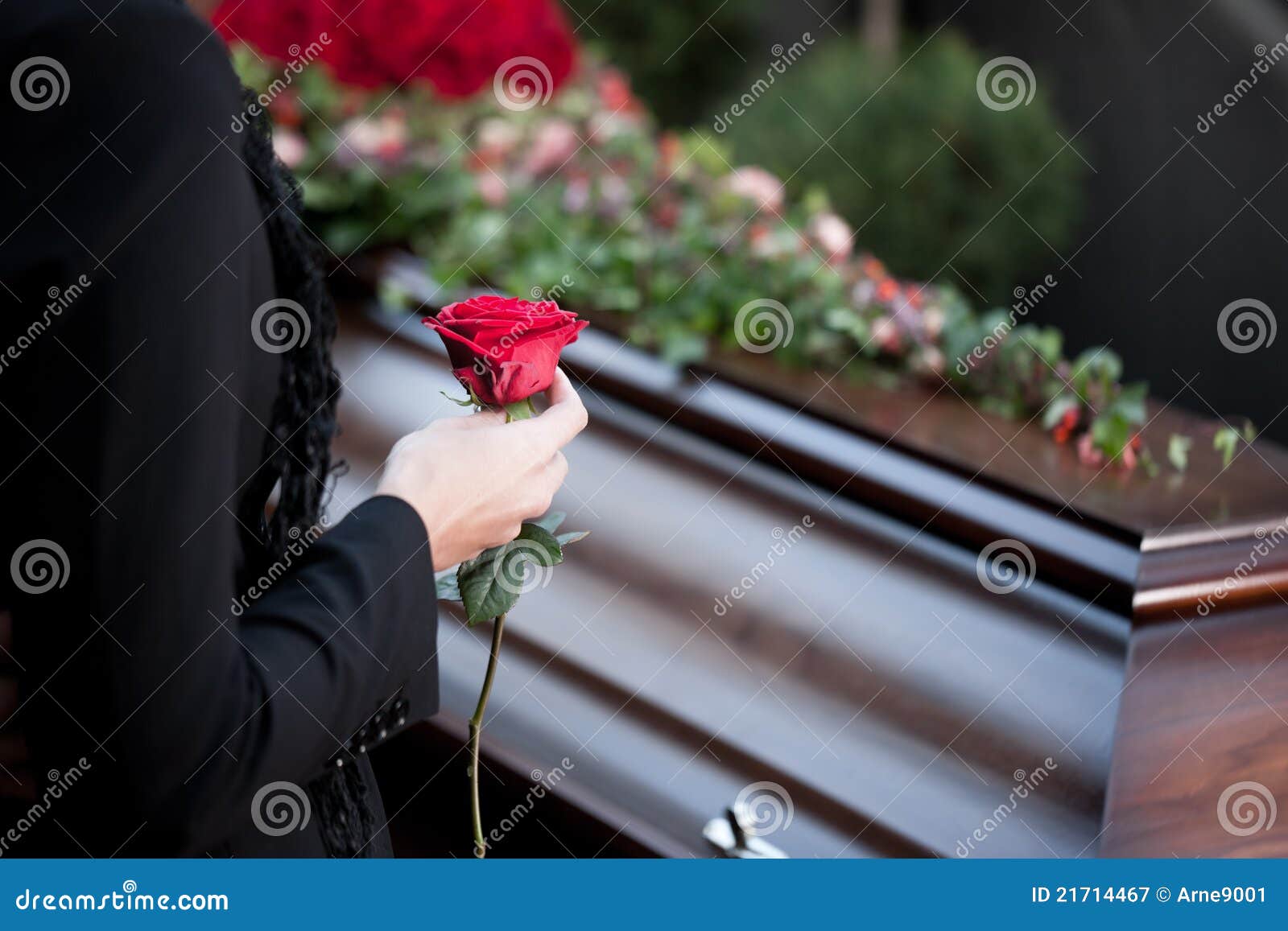 Woman at Funeral with Coffin Stock Image - Image of casket, caucasian ...