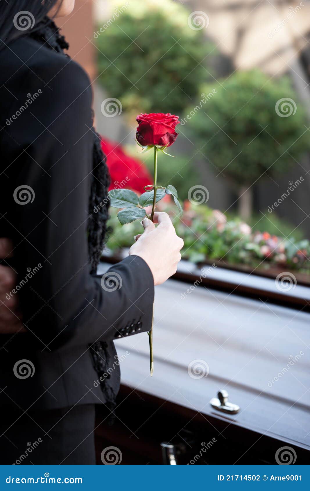 Woman at Funeral with Coffin Stock Photo - Image of relative, dying ...