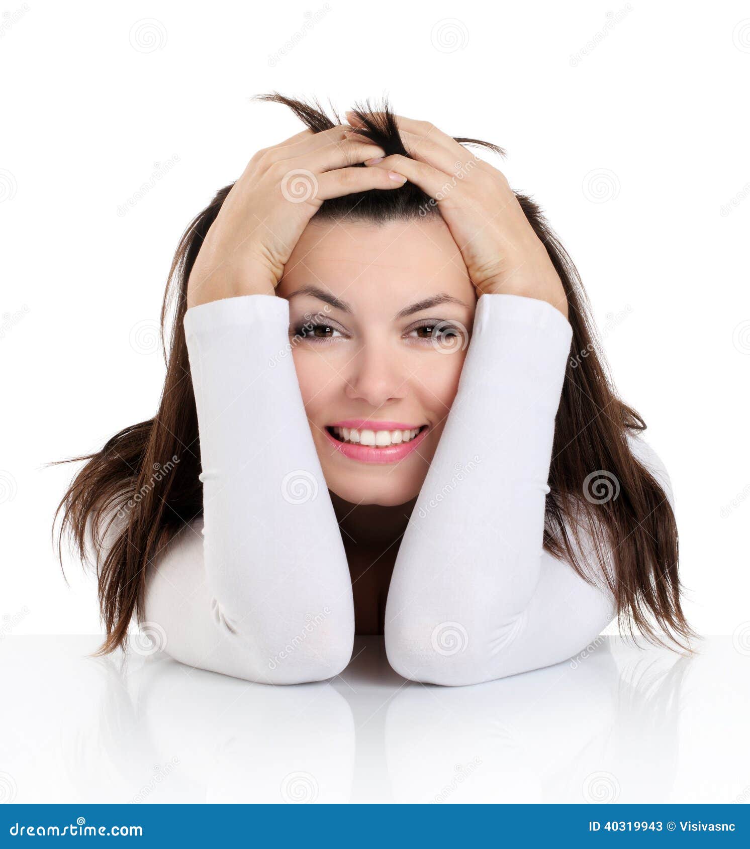 Woman with Funny Facial Expression Stock Image - Image of pointing ...