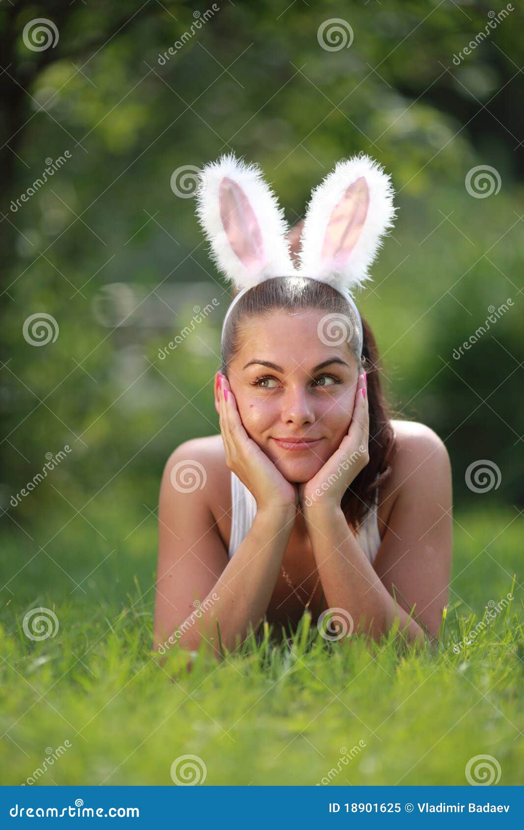 Woman with Funny Rabbit Ears Stock Image - Image of fashion, model ...