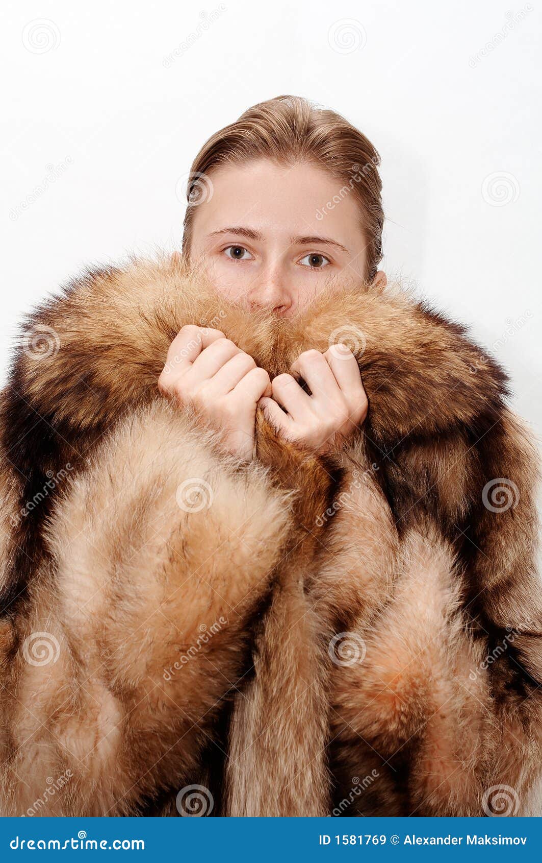 Woman in fur stock image. Image of eyes, clothes, freeze - 1581769