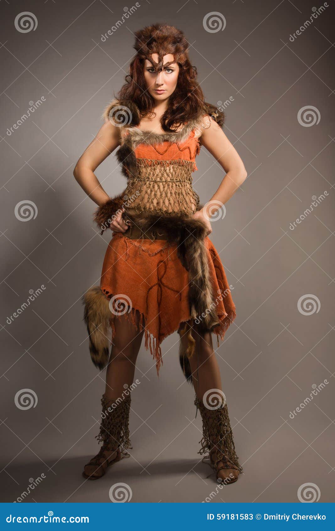 Woman in a Fur Suit of the Amazon Stock Image - Image of sensuality ...