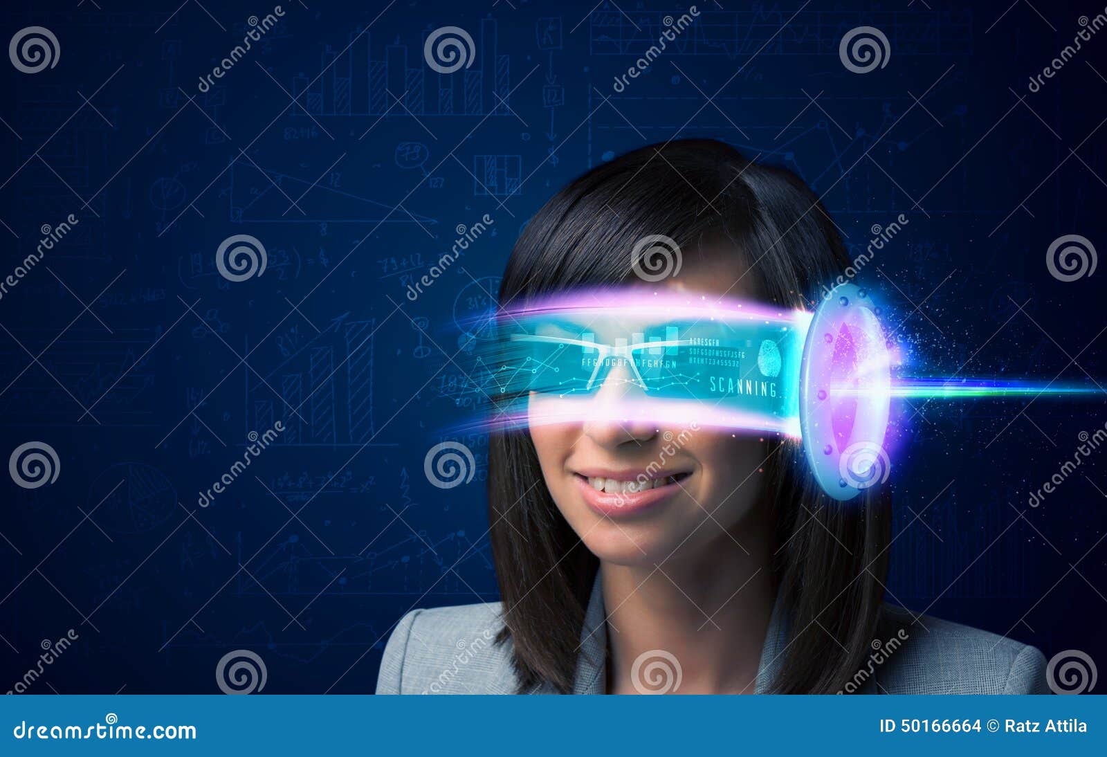 Woman from Future with High Tech Smartphone Glasses Stock Photo - Image ...