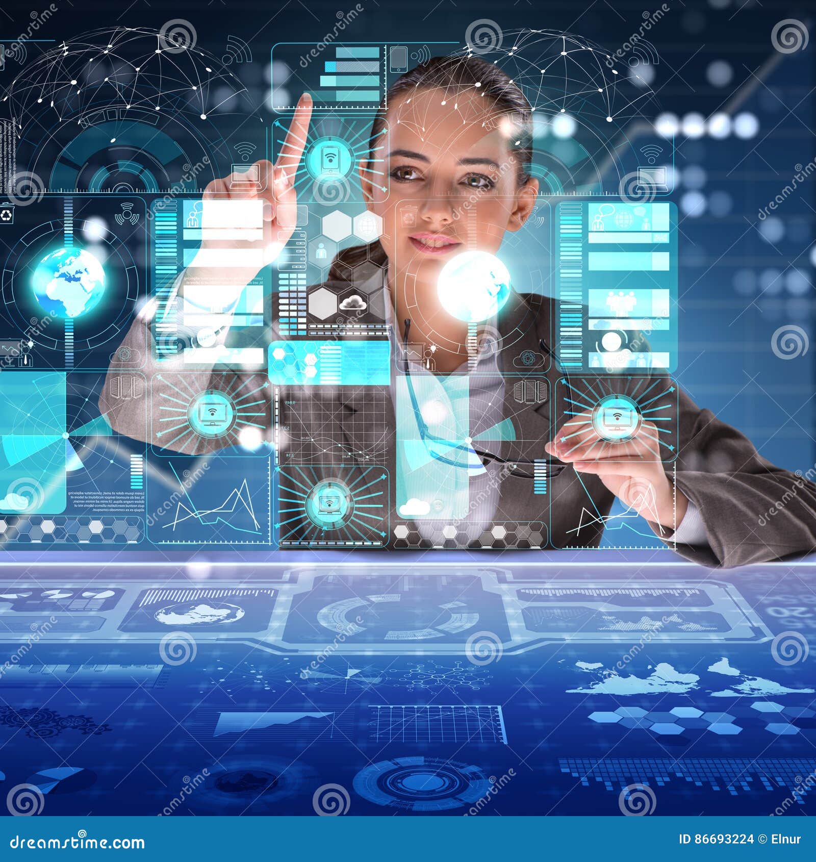 The Woman in Futuristic Data Mining Concept Stock Photo - Image of ...