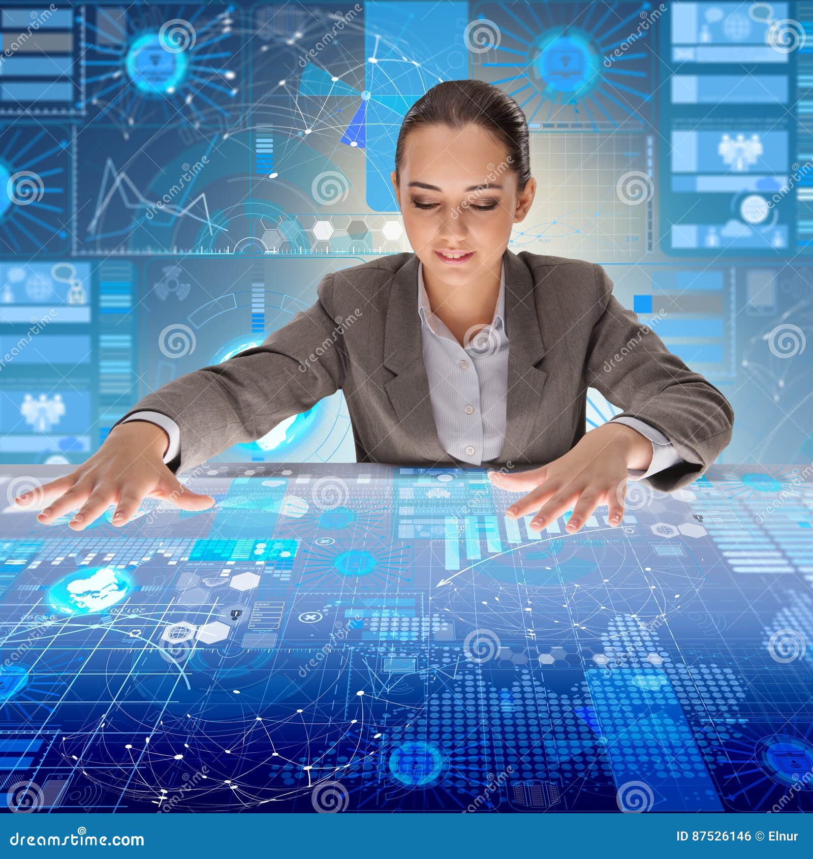 The Woman in Futuristic Data Mining Concept Stock Photo - Image of ...