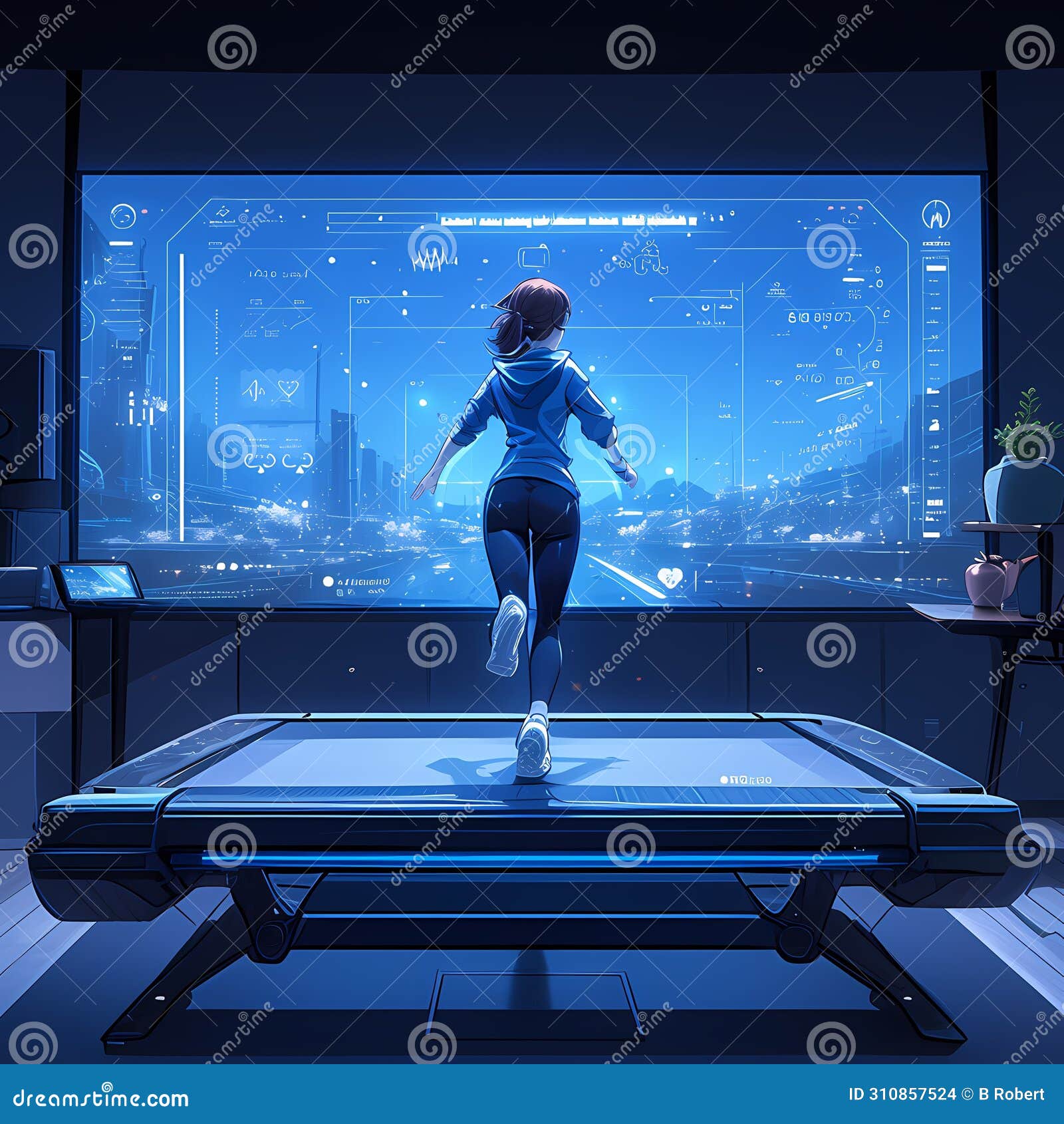 High-Tech Exercise: Future Fitness Experience Stock Illustration ...